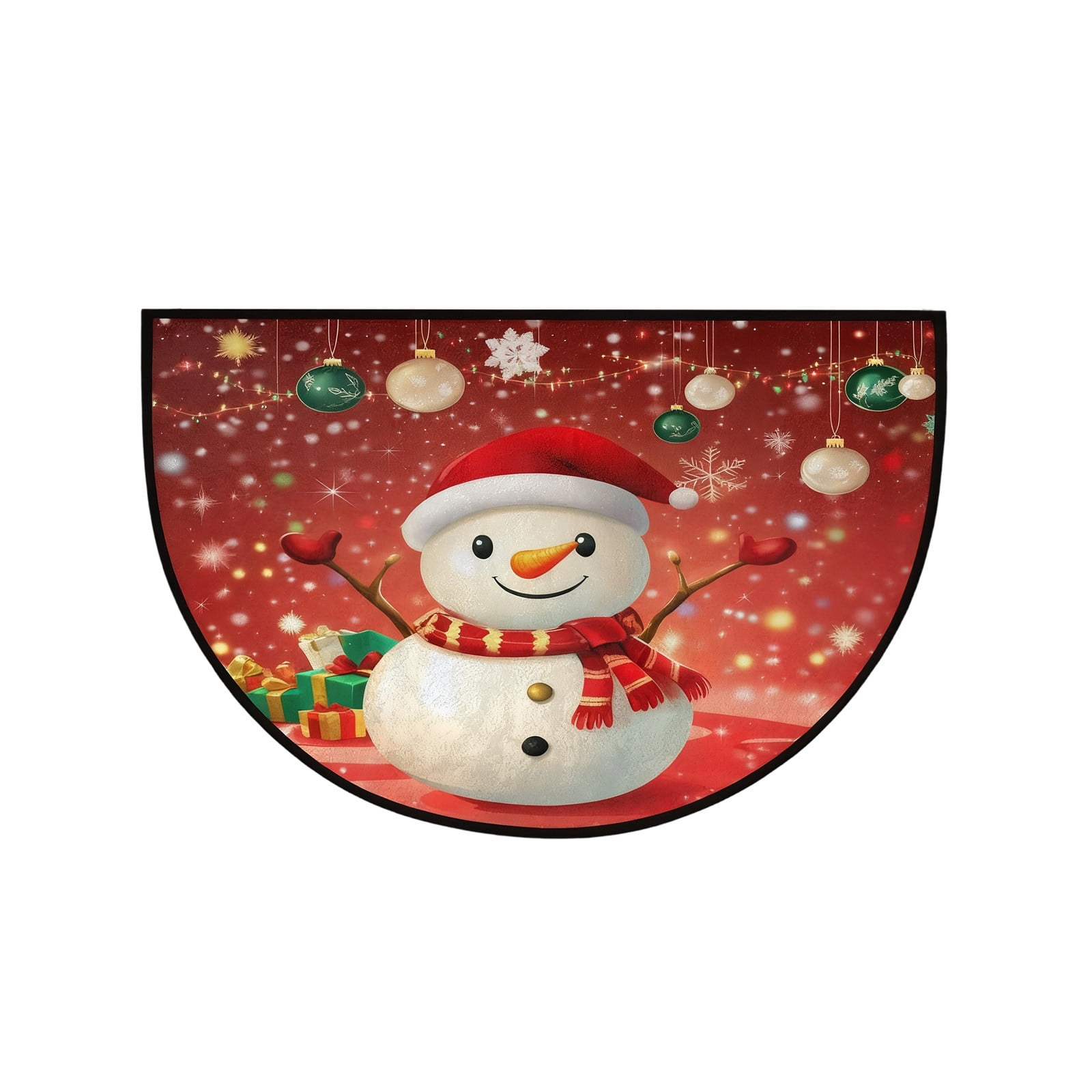 Deeceymbur Red Door Mat Christmas Semi Circular Anti Skid Absorbent Rug ...