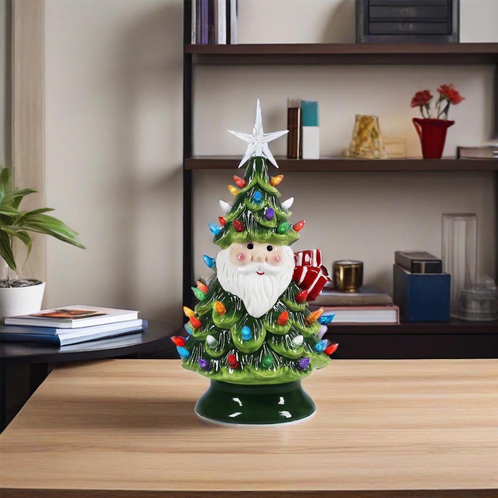 Deeceymbur Resin Christmas Tree Tabletop Decoration Built in LED Lights ...