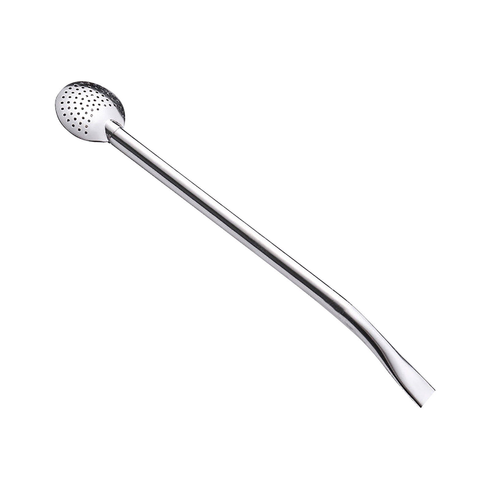 Deeceymbur Reusable Metal Straws Spoon Bent Drinking Stir Spoon Straws ...