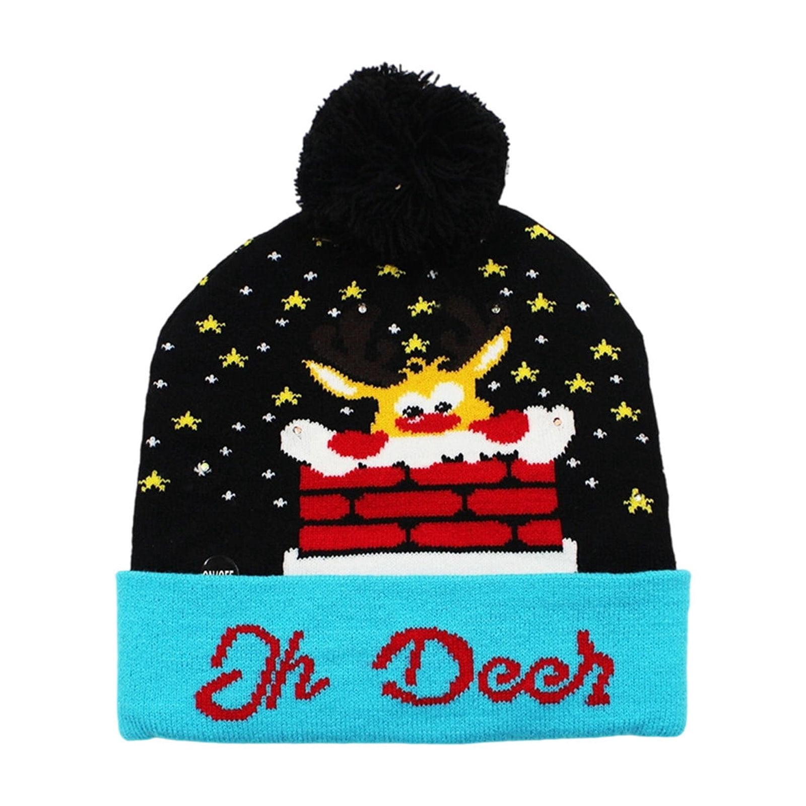 Deeceymbur Santa Claus LED Hairball Hat Knitted Acrylic Warm Beanie for ...