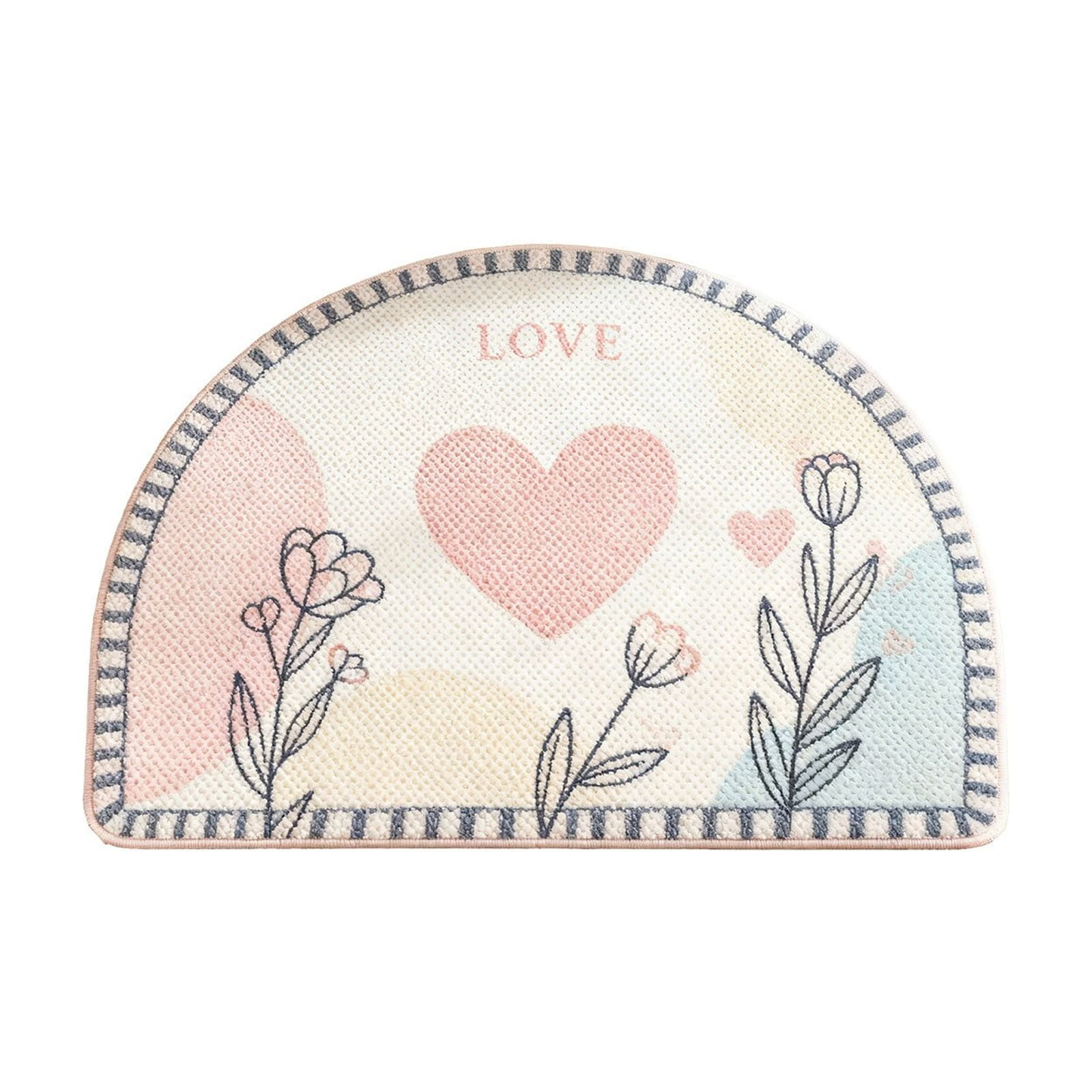 Deeceymbur Semicircle Doormat for Valentines Celebration Anti Slip Base ...