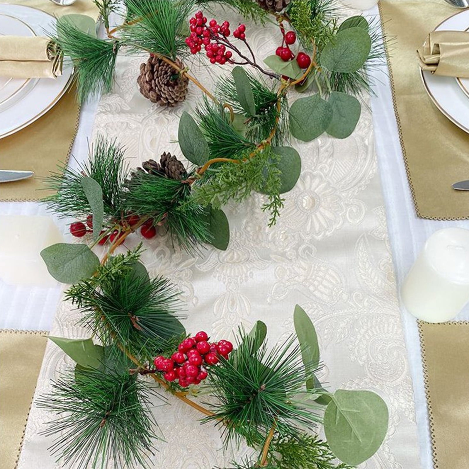 Deeceymbur Shapeable Christmas Red Berry Vines 68.9in Plastic Material ...