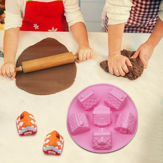 Deeceymbur Silicone Baking Mold House Shape Cake Pan Six Cavity Villa ...