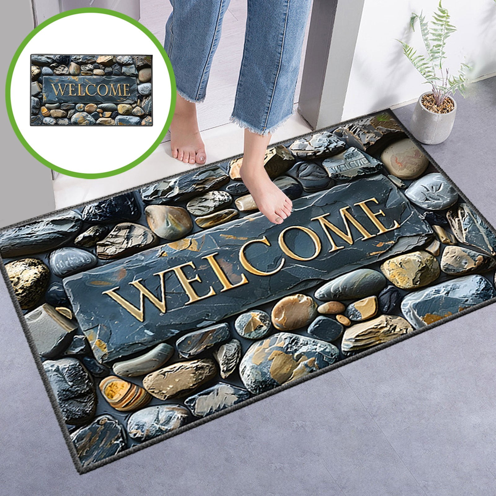Deeceymbur Simulation Vision Entrance Door Mat Bathroom Door Mat Floor ...