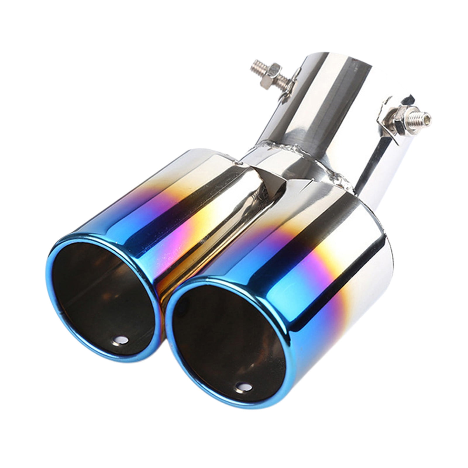 Deeceymbur Stainless Steel Car Dual Exhaust Tip Curved Muffler Tailpipe ...