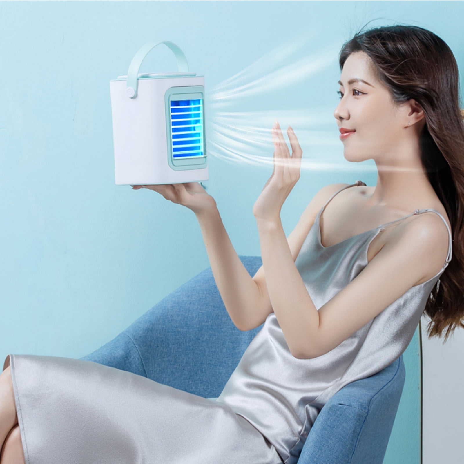 Deeceymbur Strong Cooling Portable AC – 3-Speed 7-Color Evaporative Fan ...