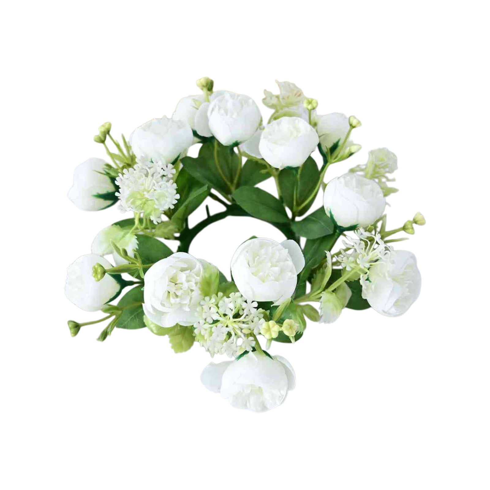 Deeceymbur Tea Rose Simulated Wreath Candle Circle Decoration with ...