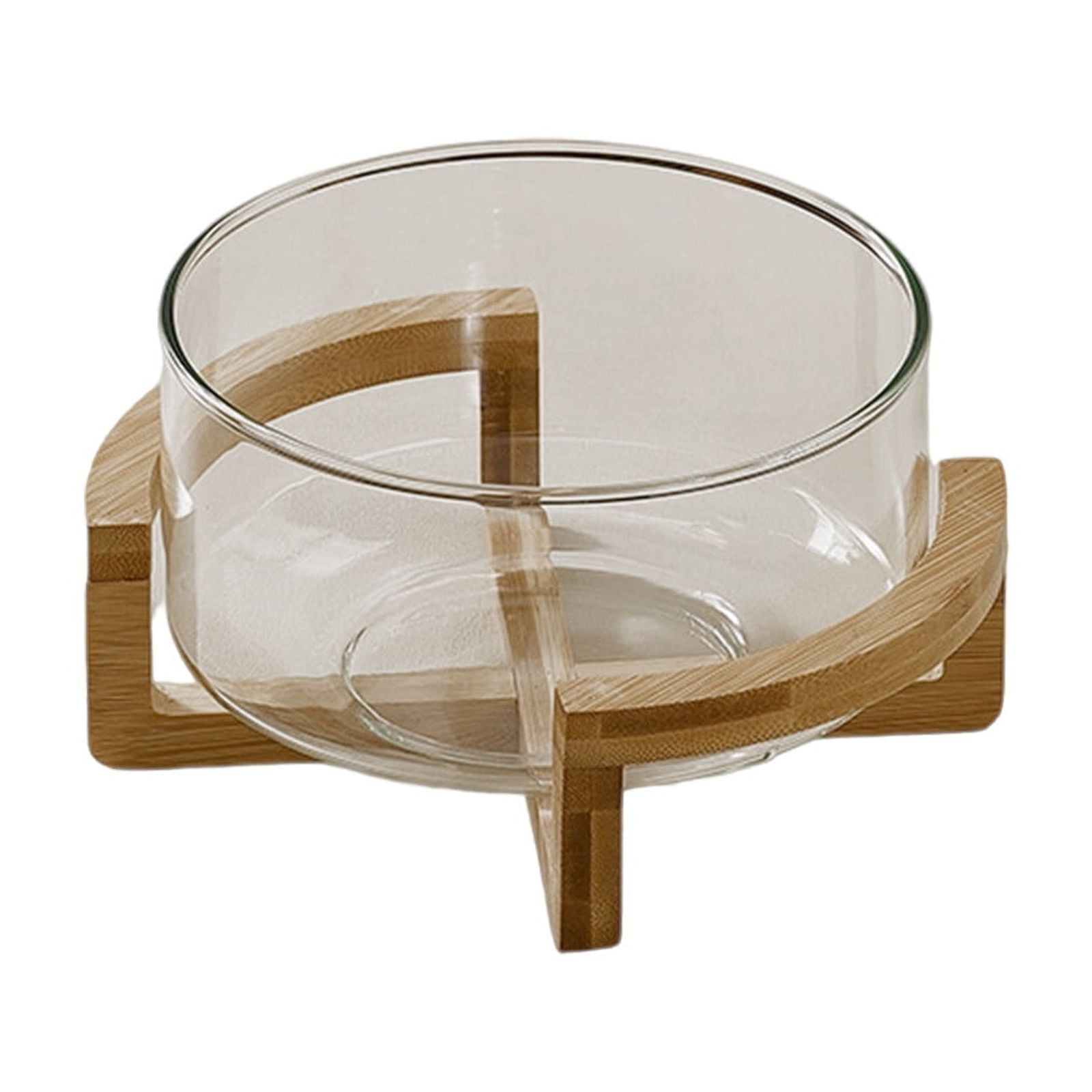 Deeceymbur Tray with Glass Bowl Wooden Stand for Snacks Candy Fruits ...