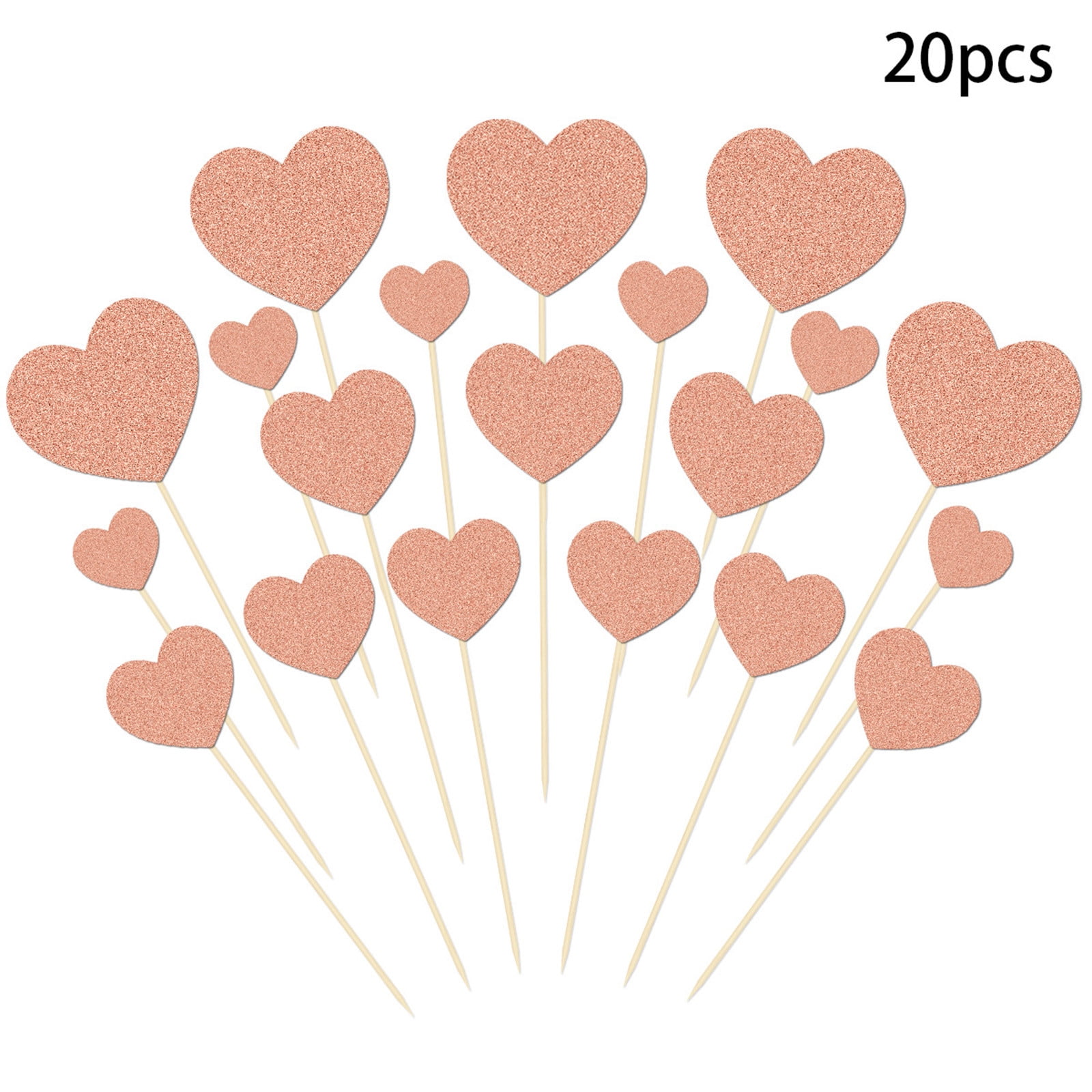 Deeceymbur Valentines's Day Glitter Paper Heart Flag Party Cake ...