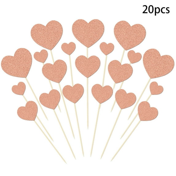 Deeceymbur Valentines's Day Glitter Paper Heart Flag Party Cake ...