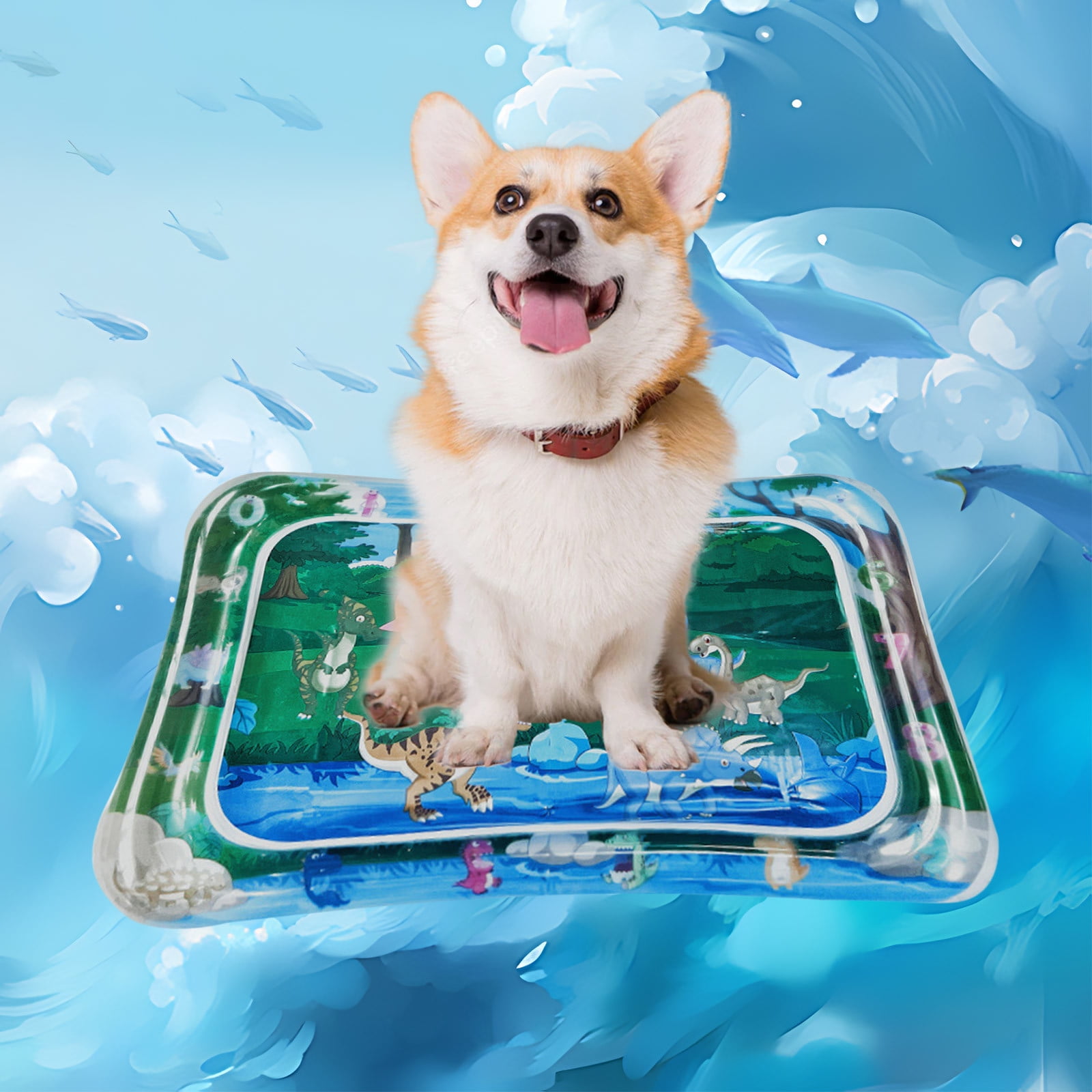 Deeceymbur Water Tummy Time Mat for Baby Square Inflatable Playmat ...