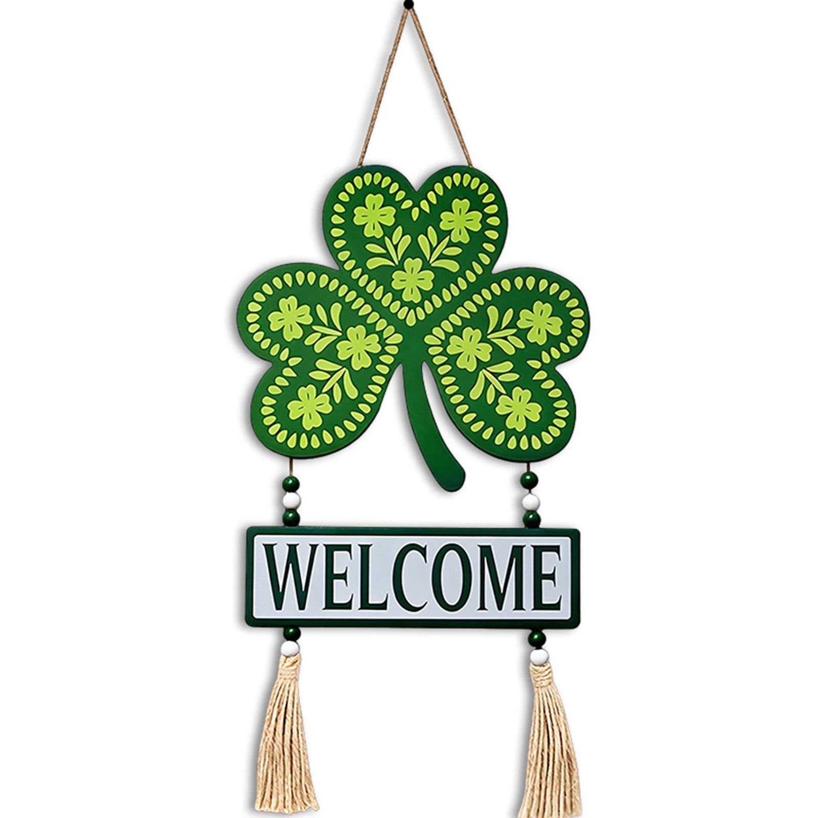 Deeceymbur Wooden Shamrocks Door Hanging Plaque Green Irish Theme Front ...