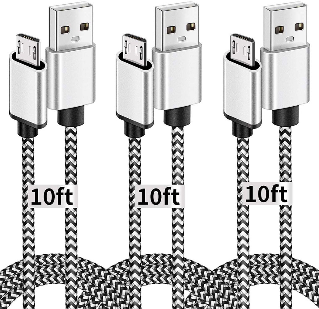 Deegotech 10ft 3Pack Micro USB Cable Nylon Braided Fast Charging ...