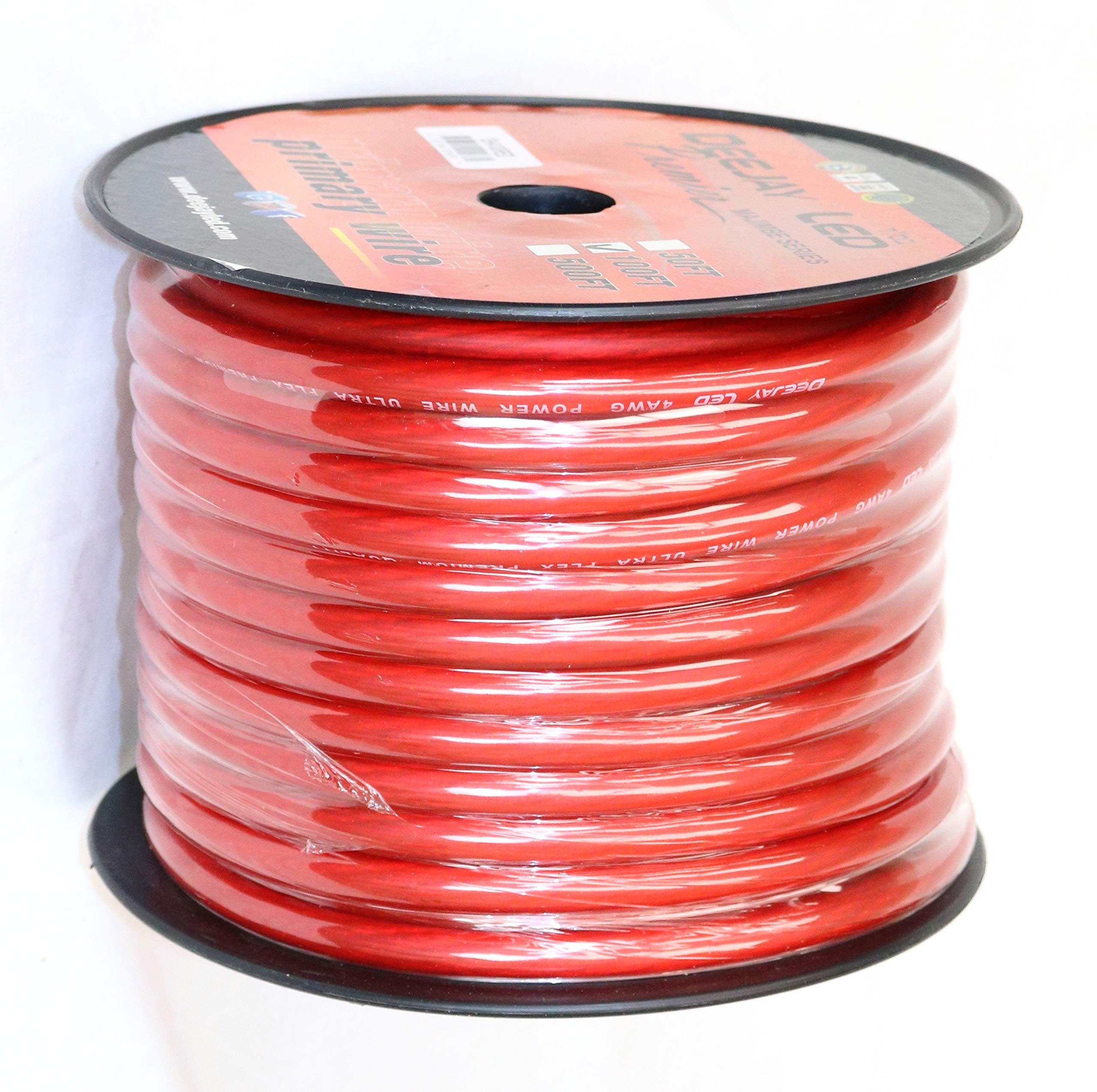 Deejay LED TBH4100RED 4 Gauge 100 ft. Red Pure Copper Stranded Power ...