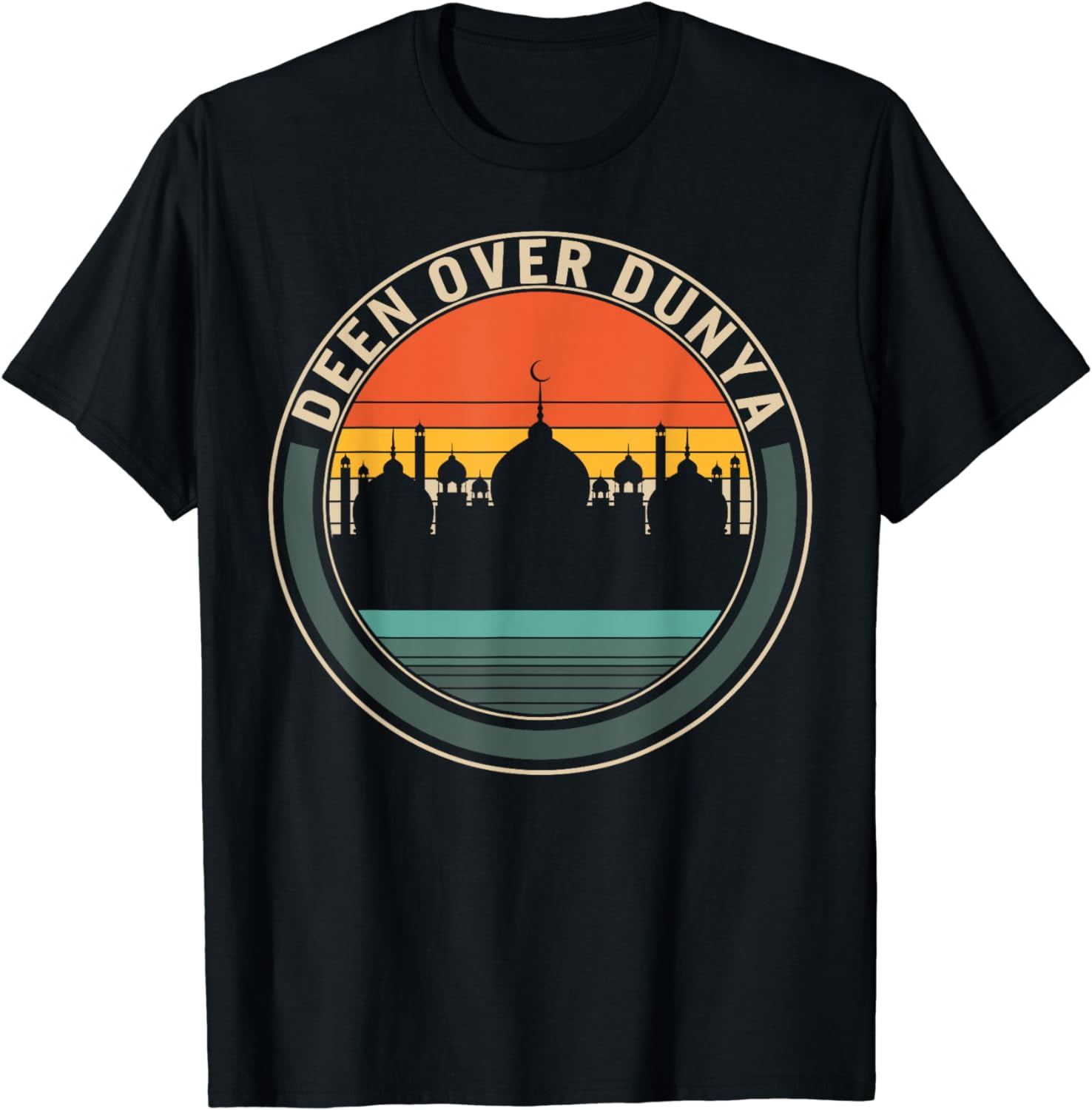 Deen Over Dunya Muslim Mosque Praying Arabic Islam Prayer T-Shirt ...