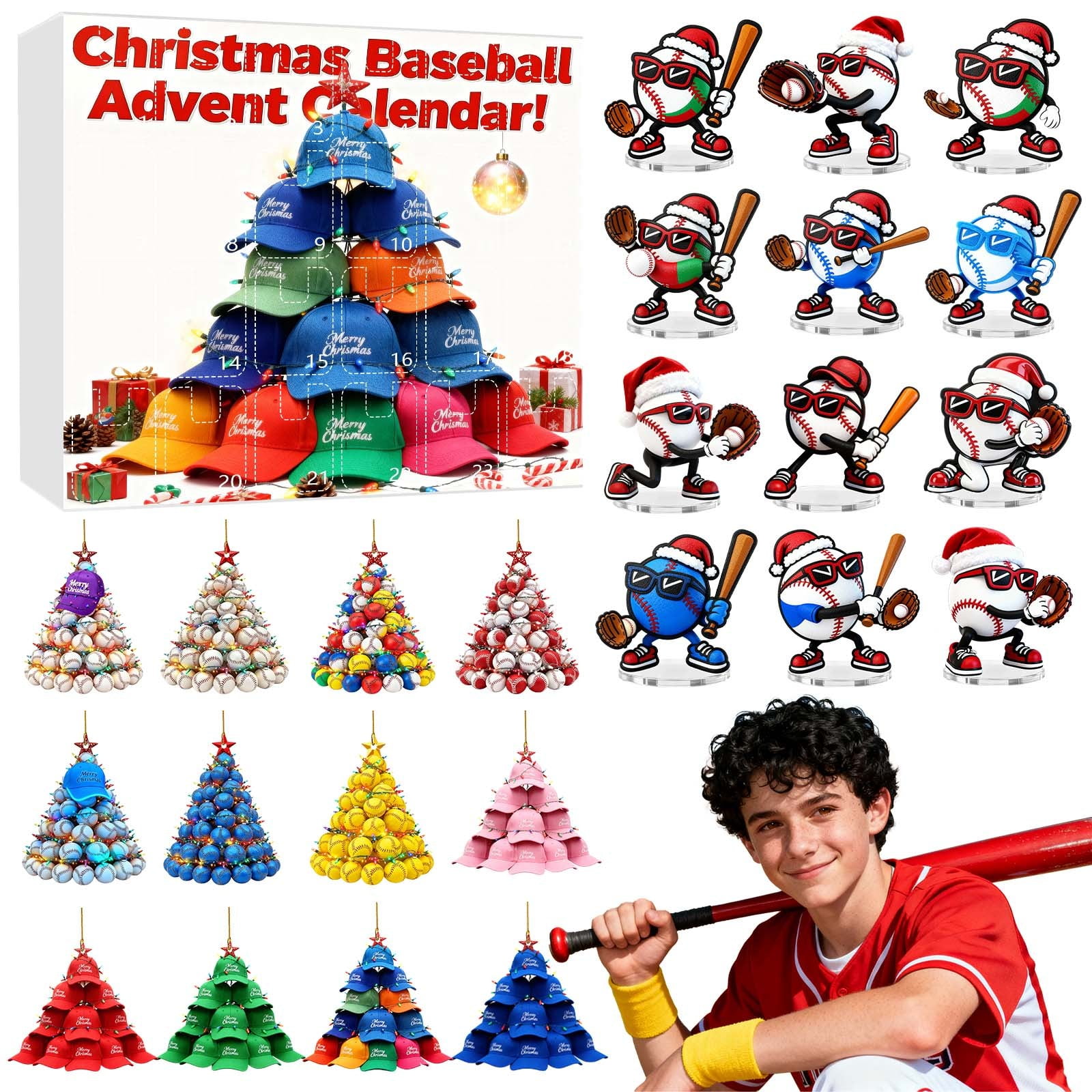 Deep 2D Baseball Cartoon Advent Calendar Set with 24 Piece Surprise ...