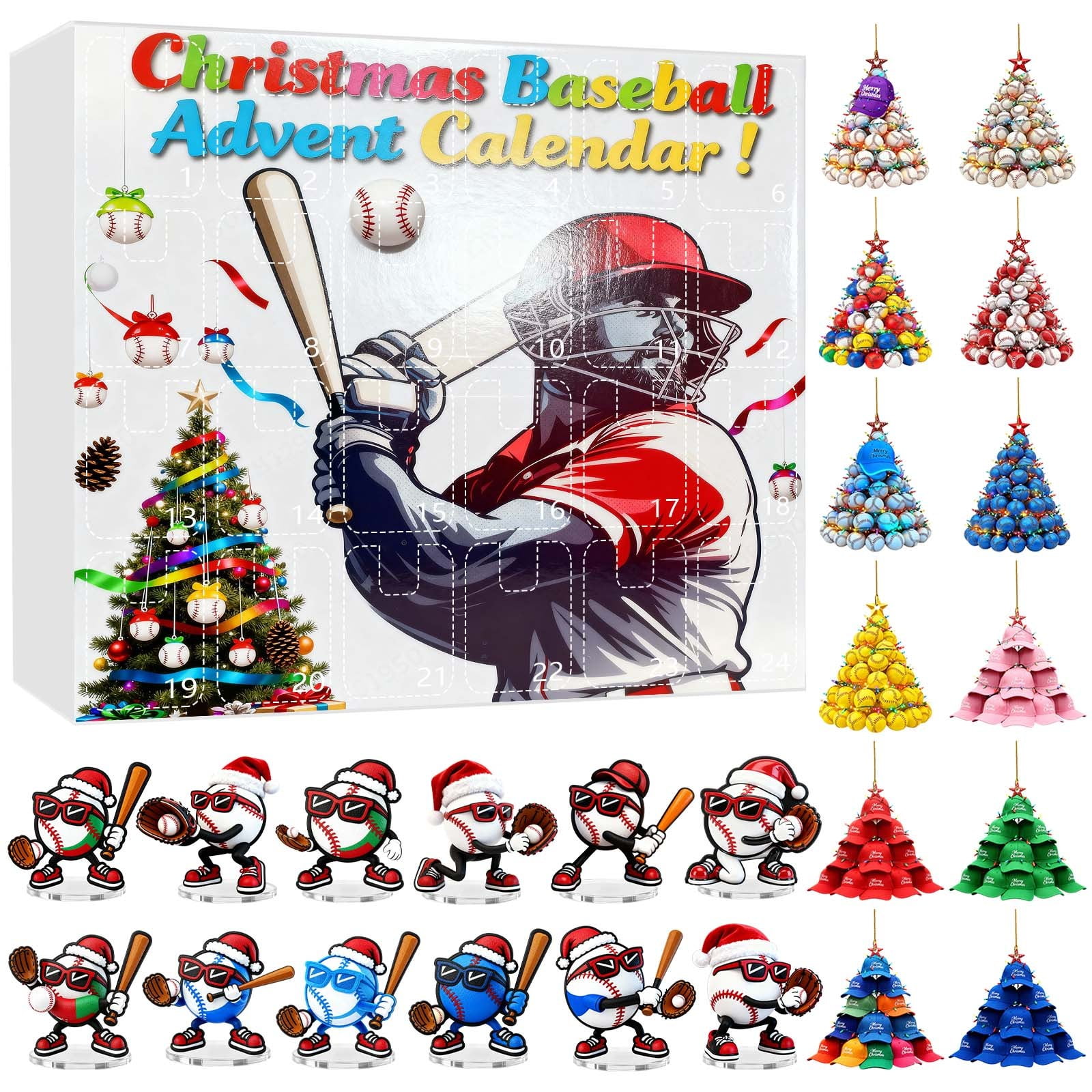 Deep 2D Baseball Cartoon Advent Calendar Set with 24 Surprise Ornaments ...