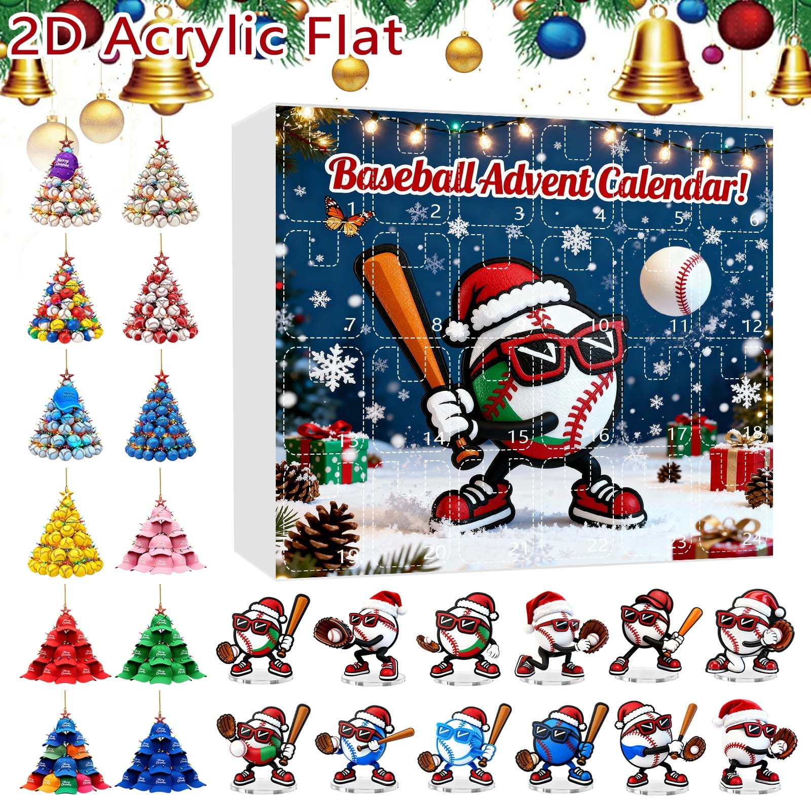 Deep 2D Baseball Cartoon Advent Calendar with 24 Piece Surprise ...