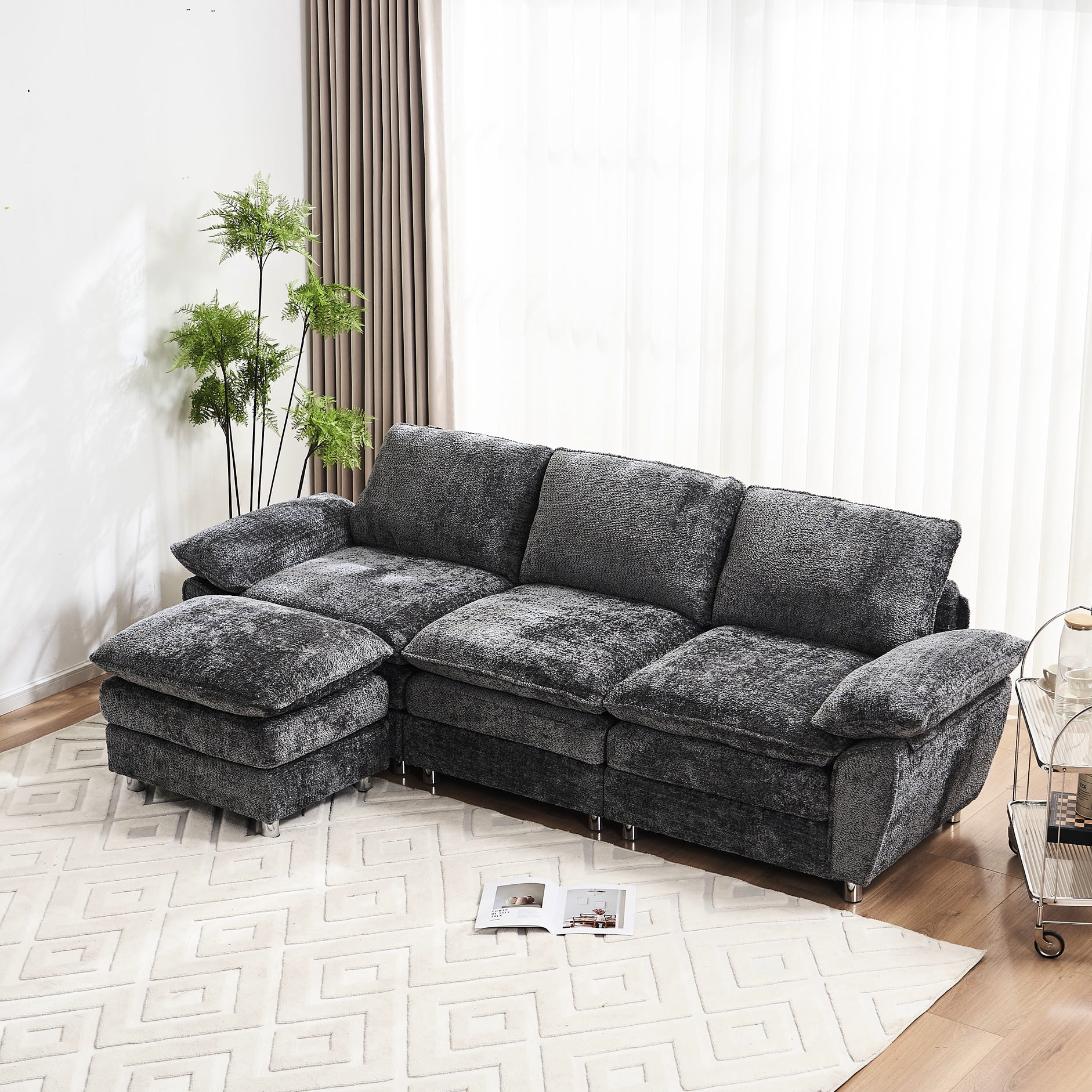 Deep 3 Couch With , Dark Grey - Comfy Upholstered Furniture For Living ...