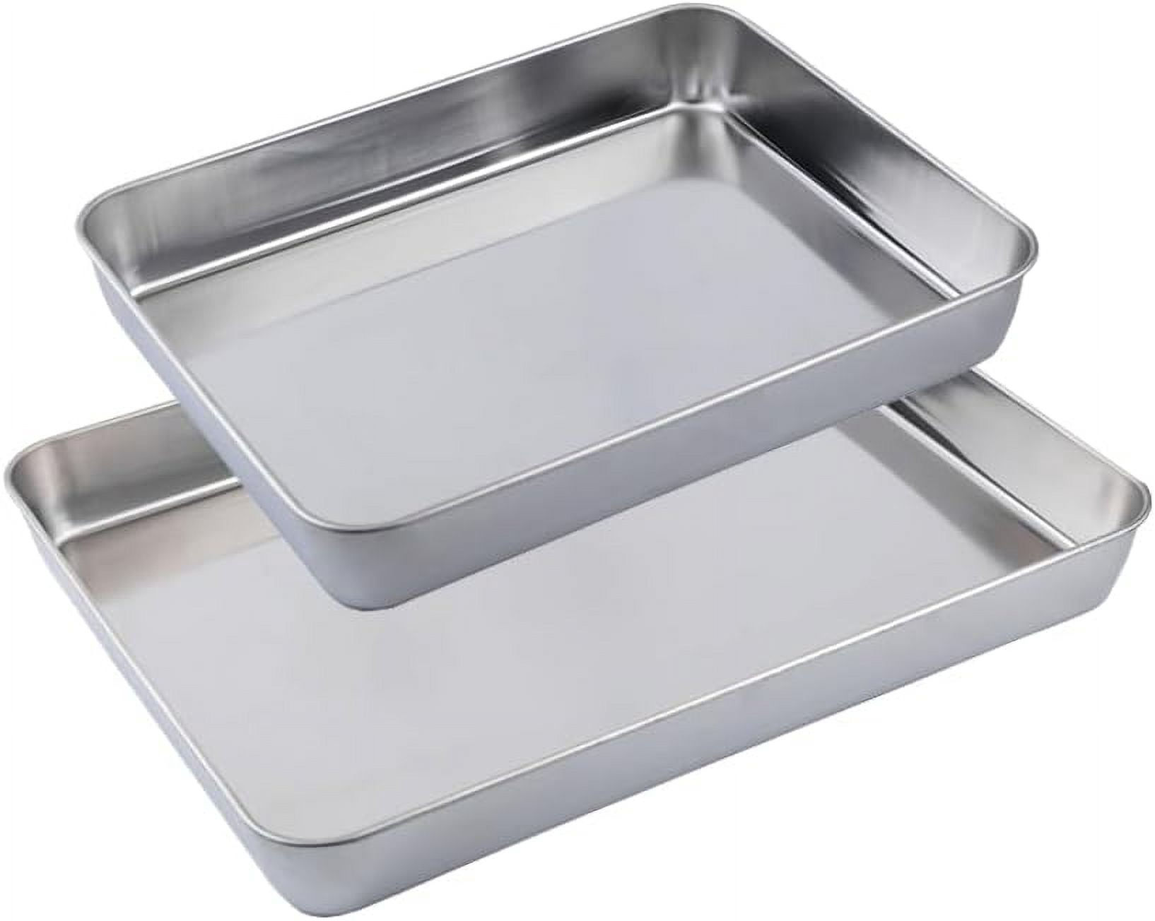 Deep Baking Pans Set, 16 &12 inch Large Stainless Steel Cake Pans ...