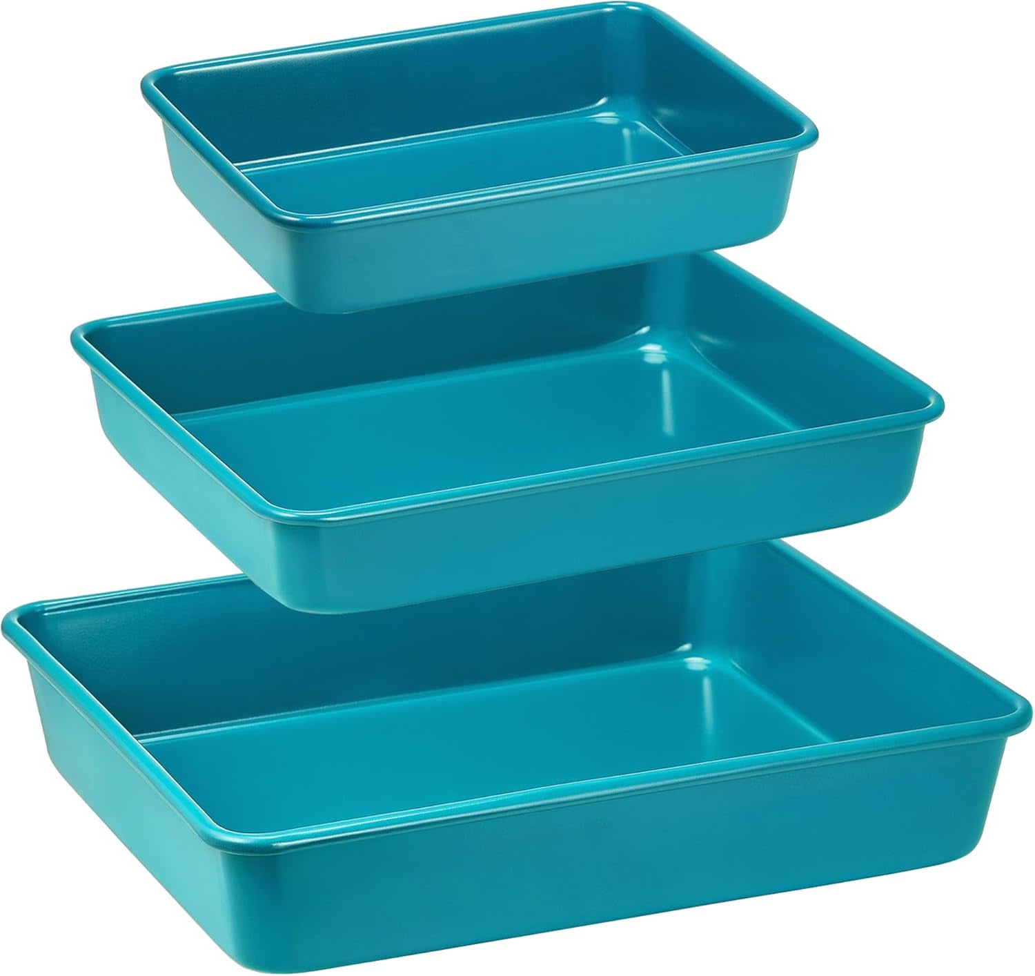 Deep Baking Pans Set Nonstick, 3 Pack Large Rectangular Sheet Cake Pans ...