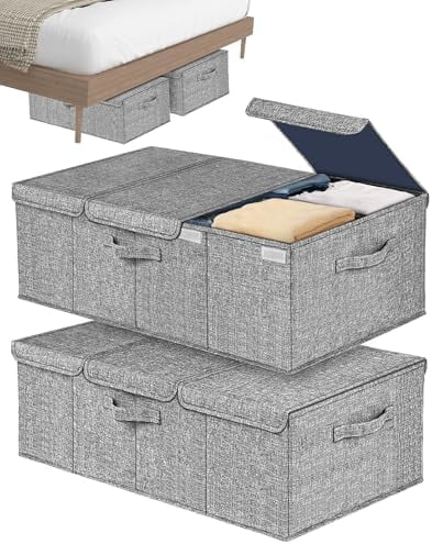 Deep Under Bed Storage Container, 10" Tall Height Underbed Box Bin with ...