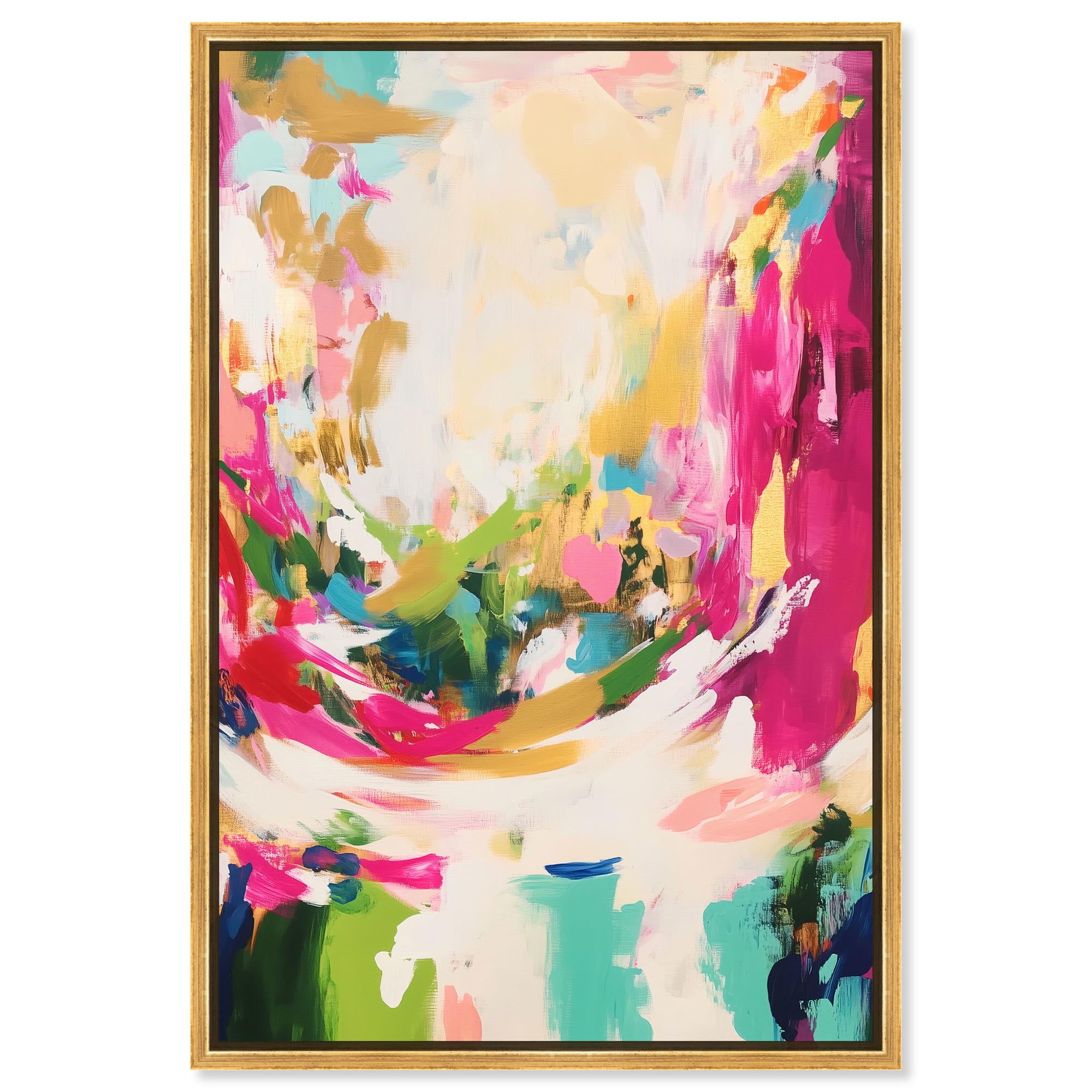Deep Bloom I Canvas Colorful Abstracts by Art Remedy, Gold Frame, 36 x ...