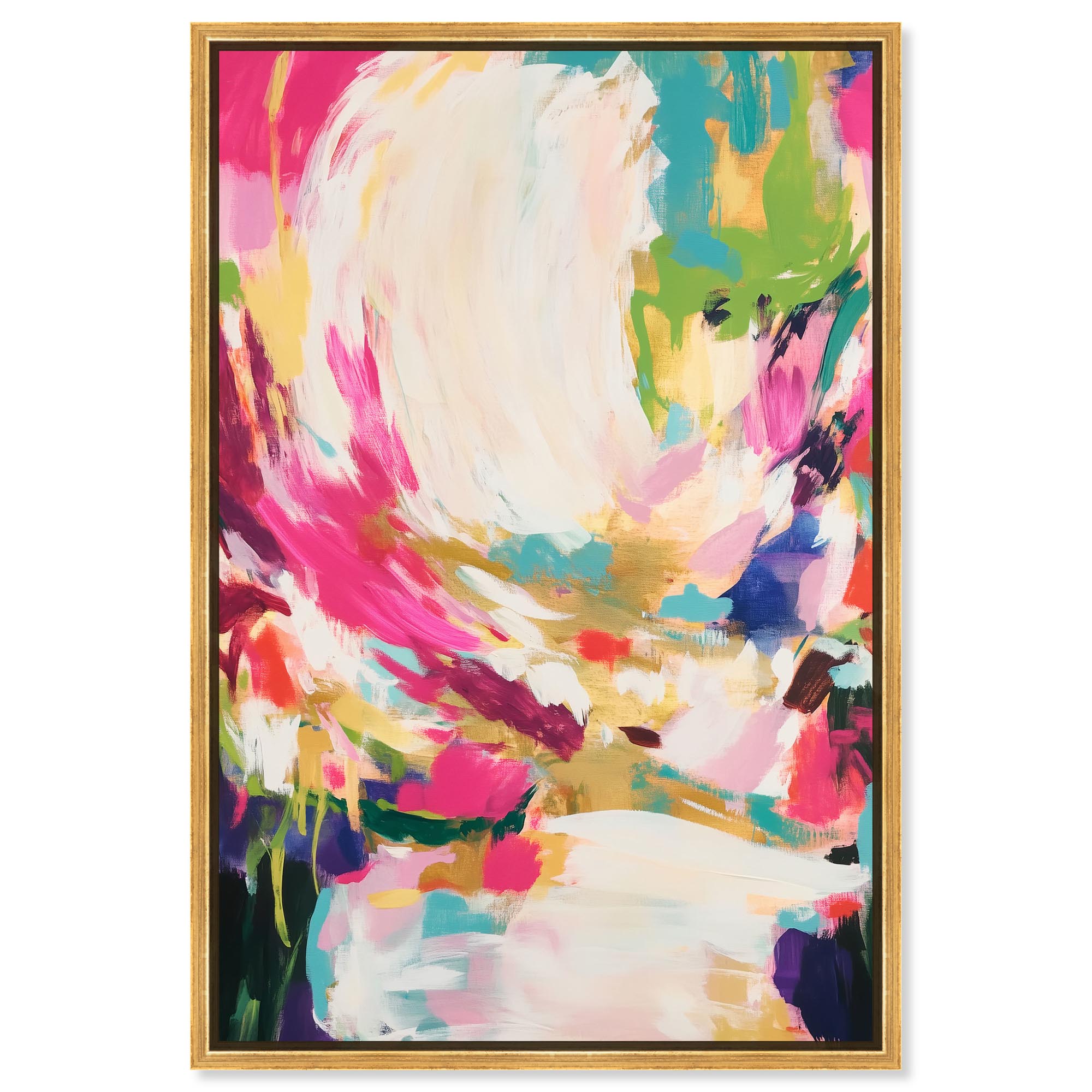 Deep Bloom II Canvas Colorful Abstracts by Art Remedy, Gold Frame, 36 x ...