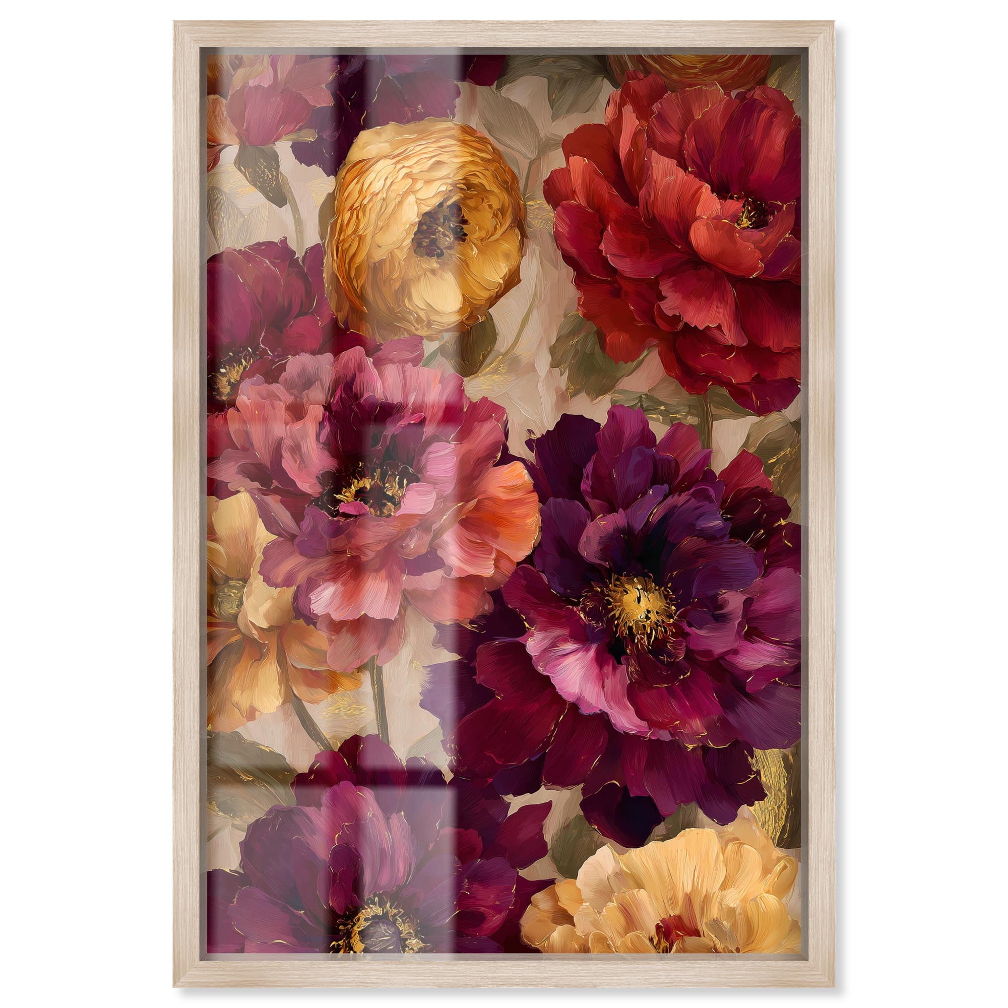 Deep Blossoming Floral Shadowbox Print Autum Art by Art Remedy, Blonde ...