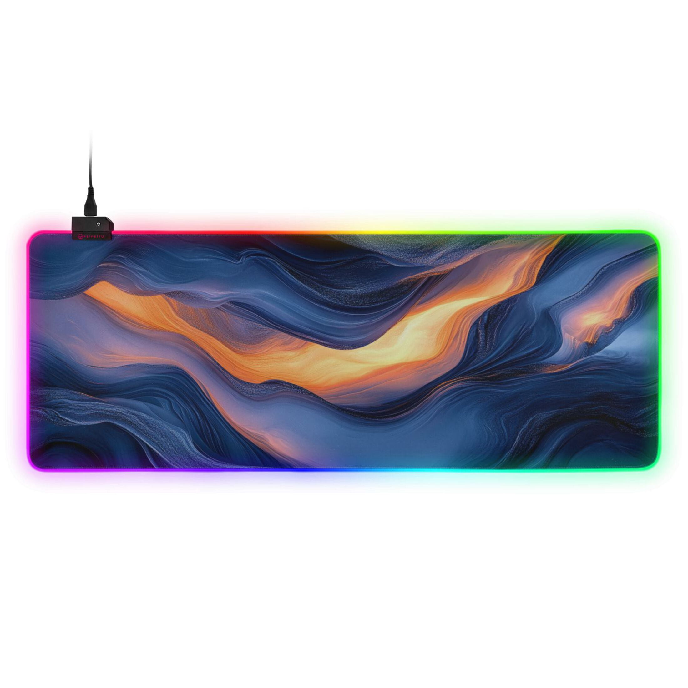 Deep Blue Abstract Shapes RGB Gaming Mouse Pad Large Keyboard Mat ...