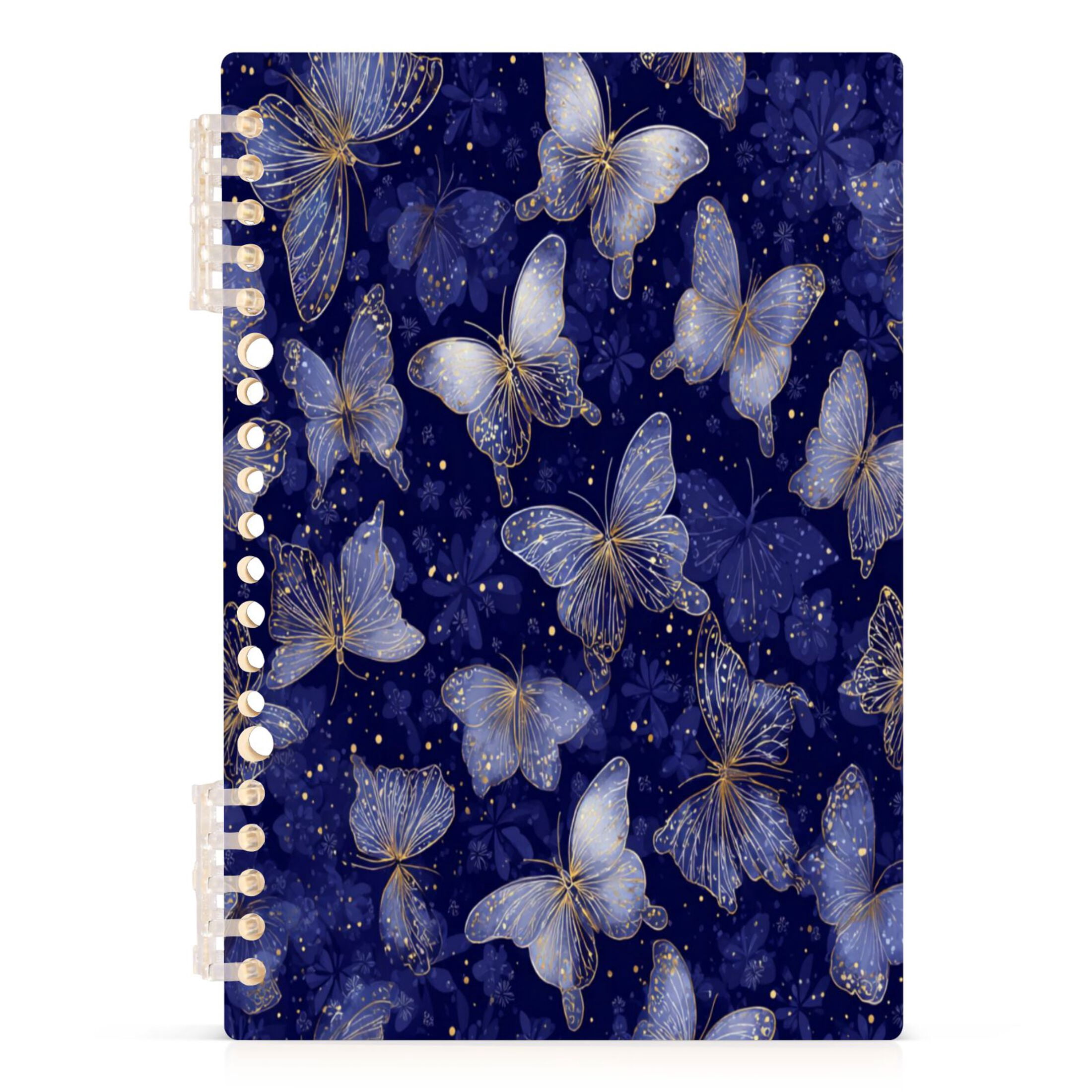 Deep Blue Butterfly Notebook College Horizontal Grid Paper Ink Spill ...