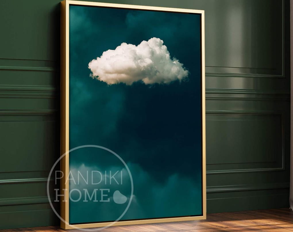 Deep Blue Cloud Art Print, Moody Sky Art, Dark Green Blue Art, Deep Teal Wall Art, Deep Blue ...