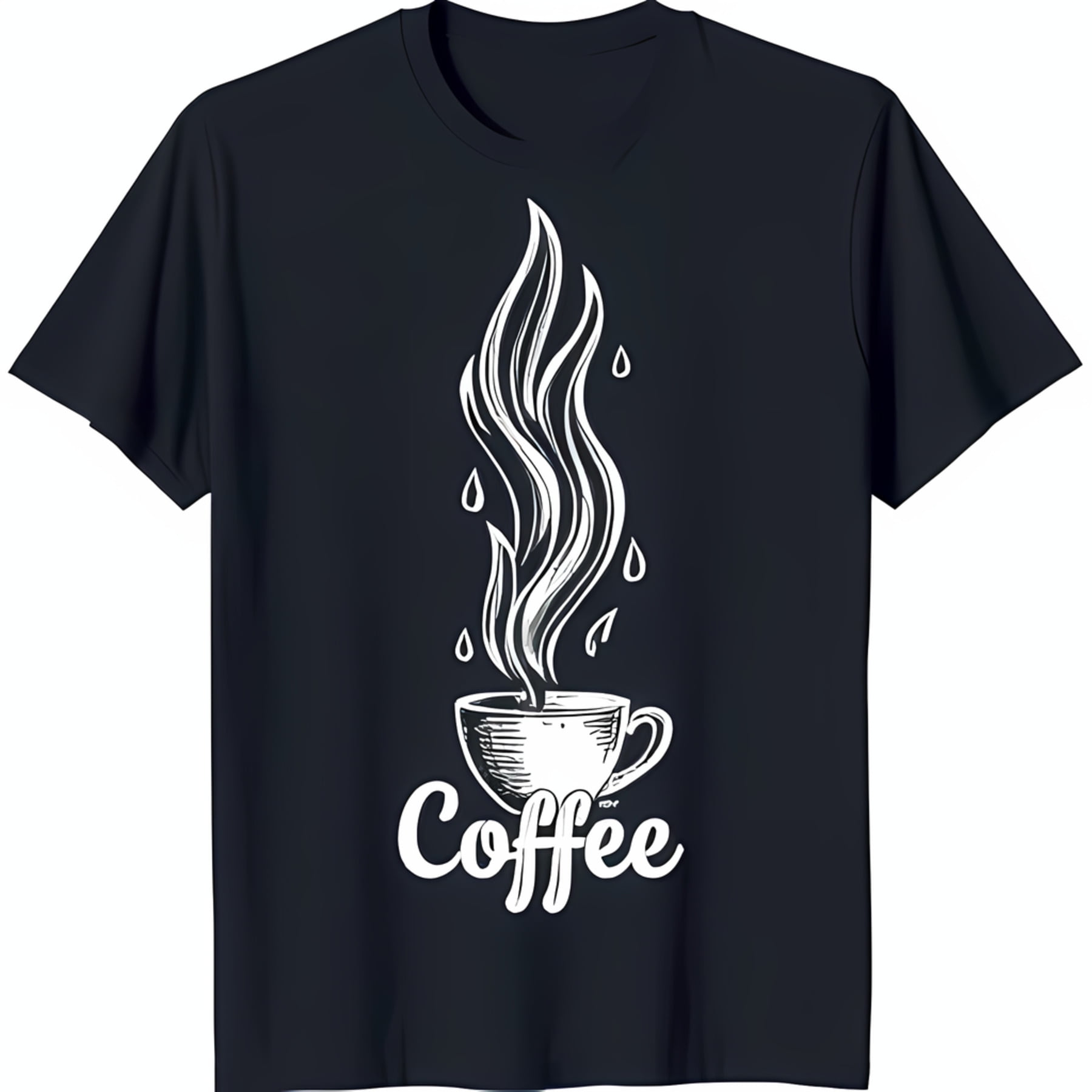 Deep Blue Coffee Cup T-Shirt with Stylized & Handwritten 'Coffee ...
