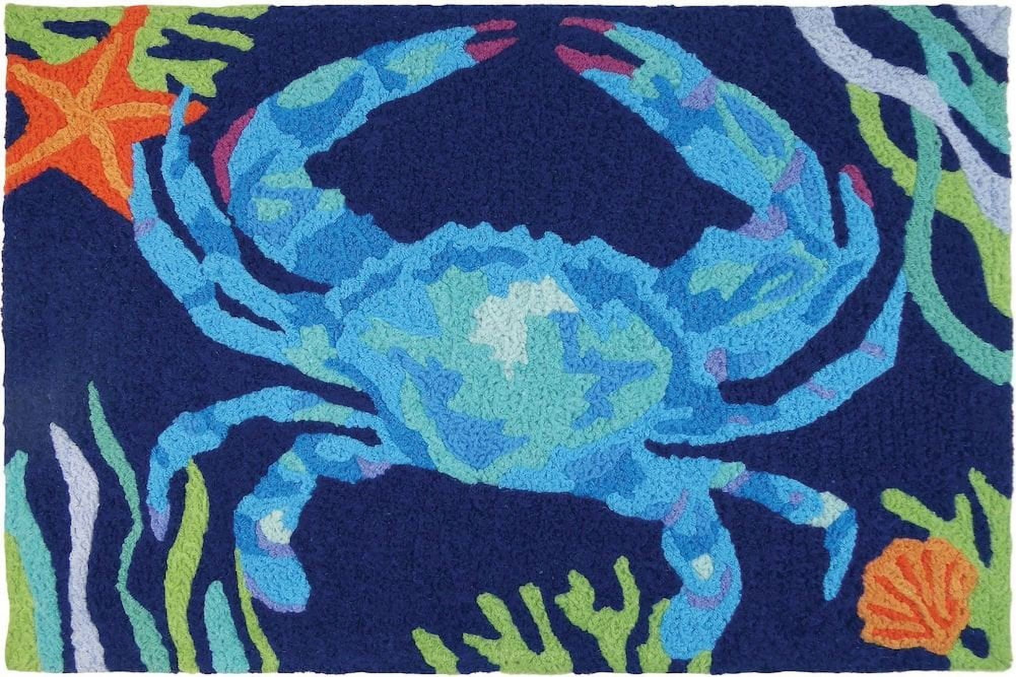 Deep Blue Crab Jellybean Accent Washable Rug 20" x 30" JB-AT020 ...