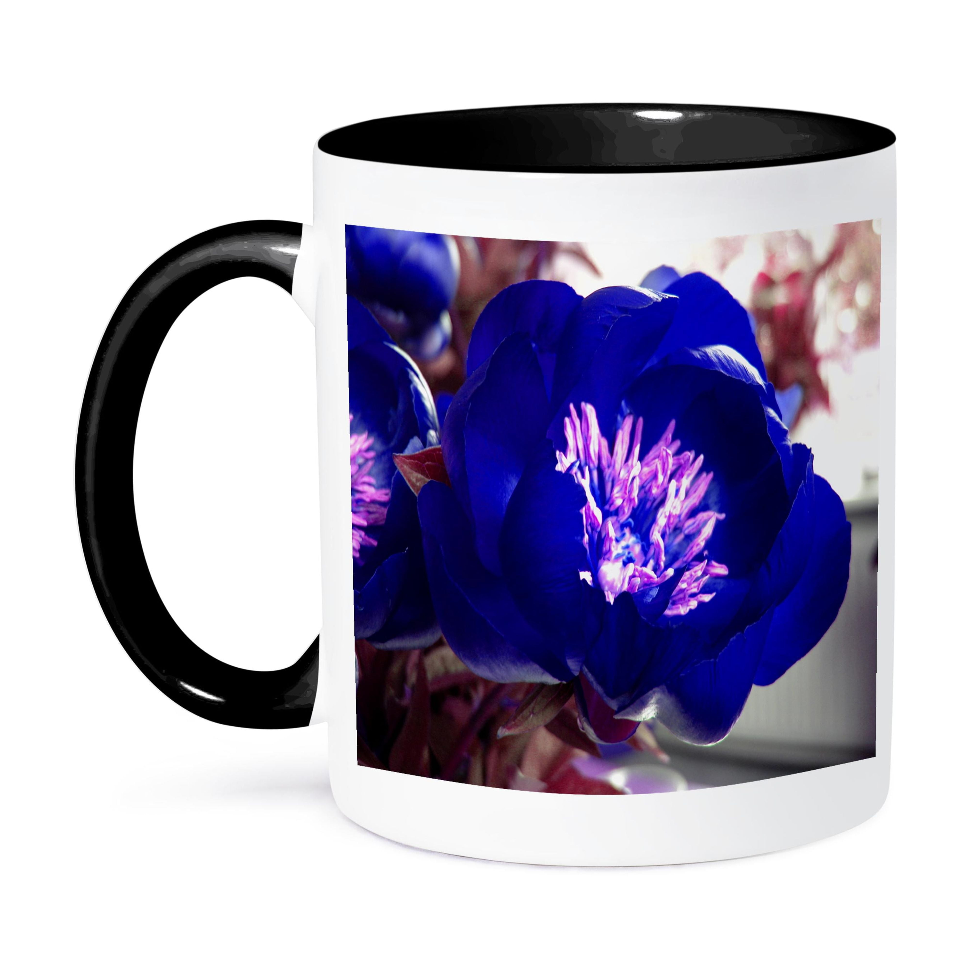 Deep Blue Flower , 11oz Two-Tone Black Mug - Walmart.com