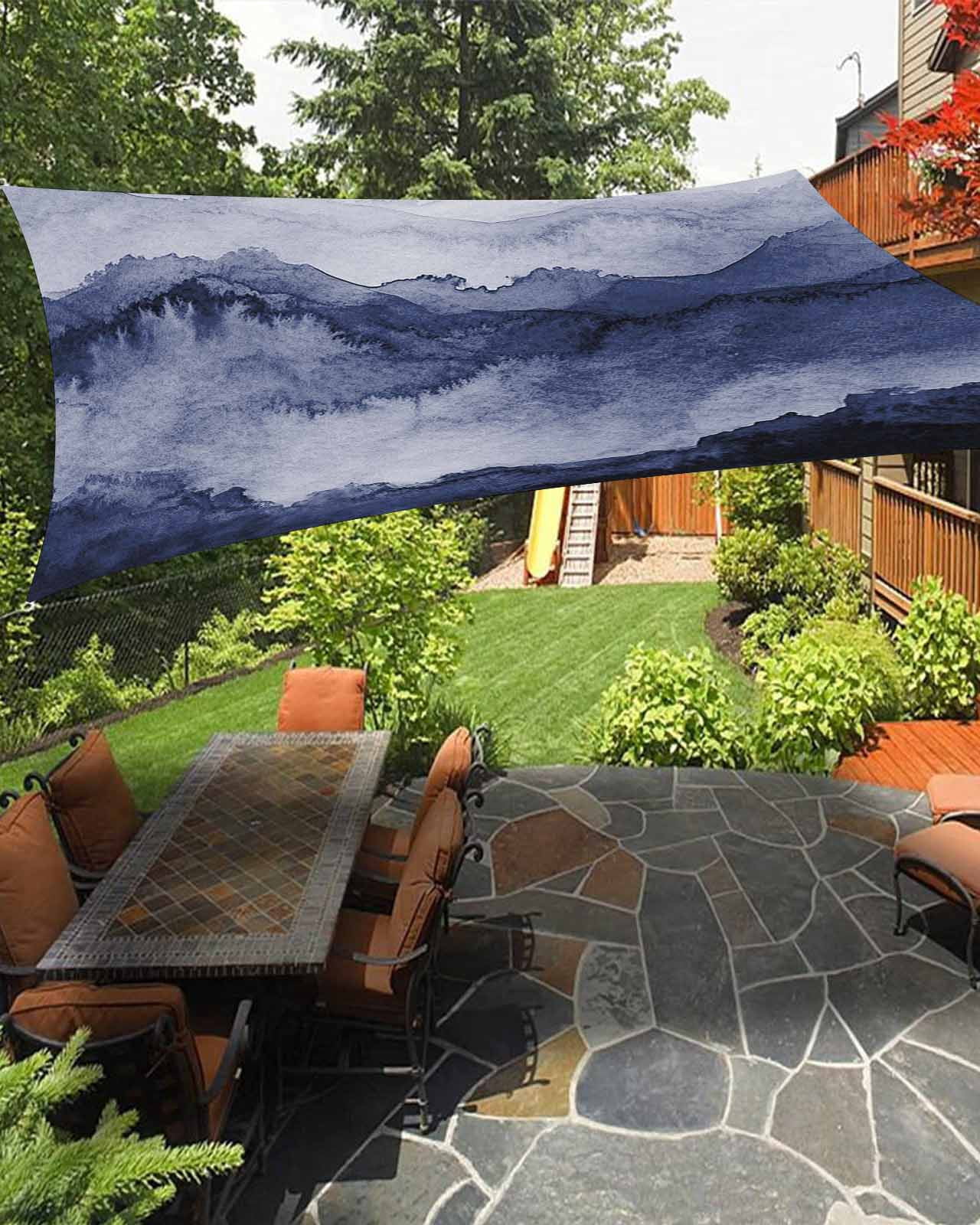 Deep Blue Mountain Gradient Sun Shade Sail 12'X16' Watercolor Texture ...