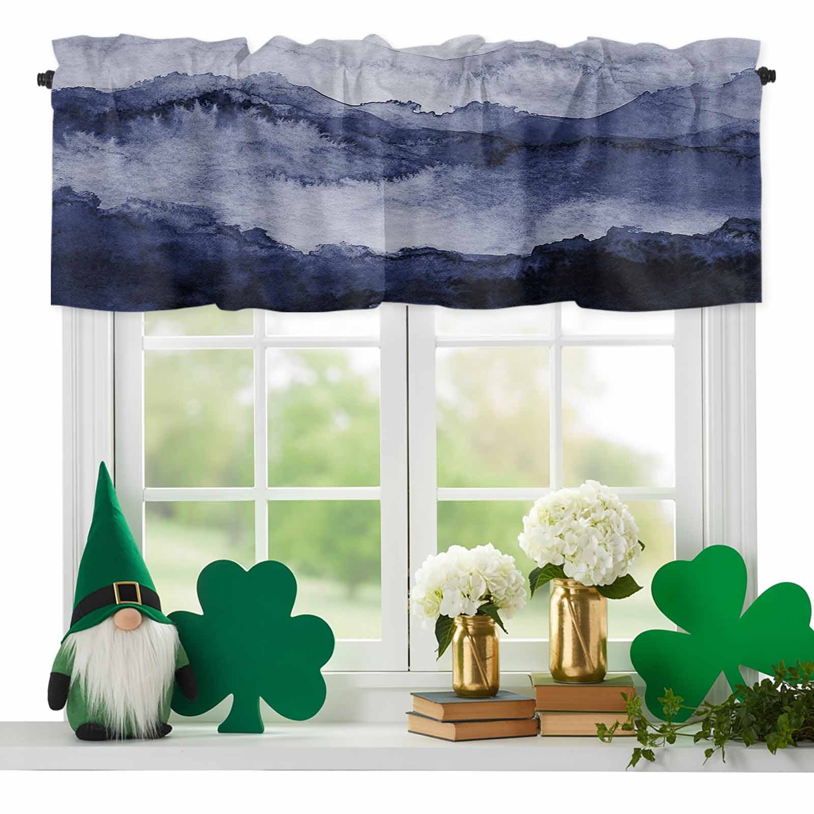 Deep Blue Mountain Gradient Valances for Windows, Watercolor Texture ...