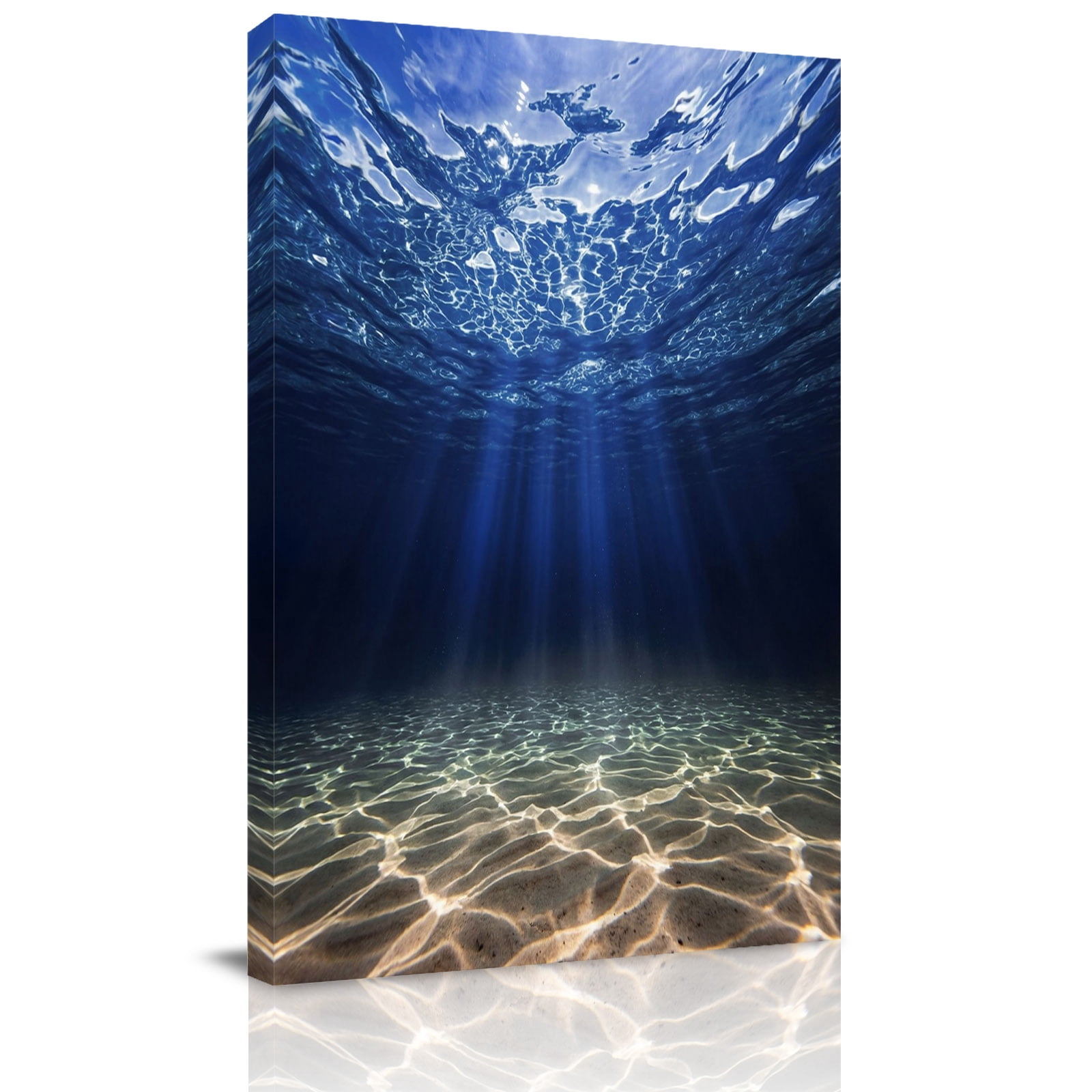 Deep Blue Ocean Canvas Wall Art for Living Room, Underwater World Clear ...