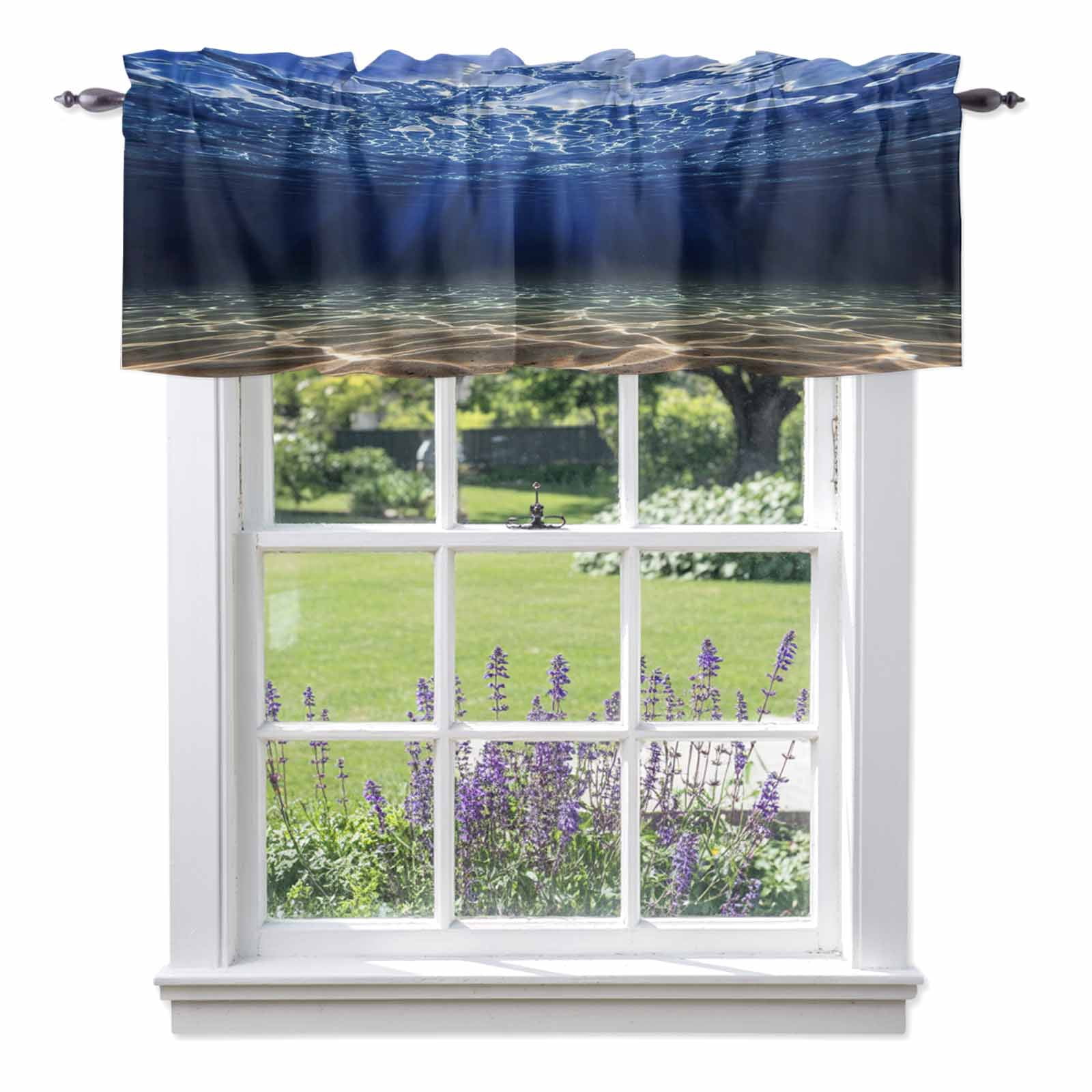 Deep Blue Ocean Valance Curtain Underwater World Clear Water Ripple ...