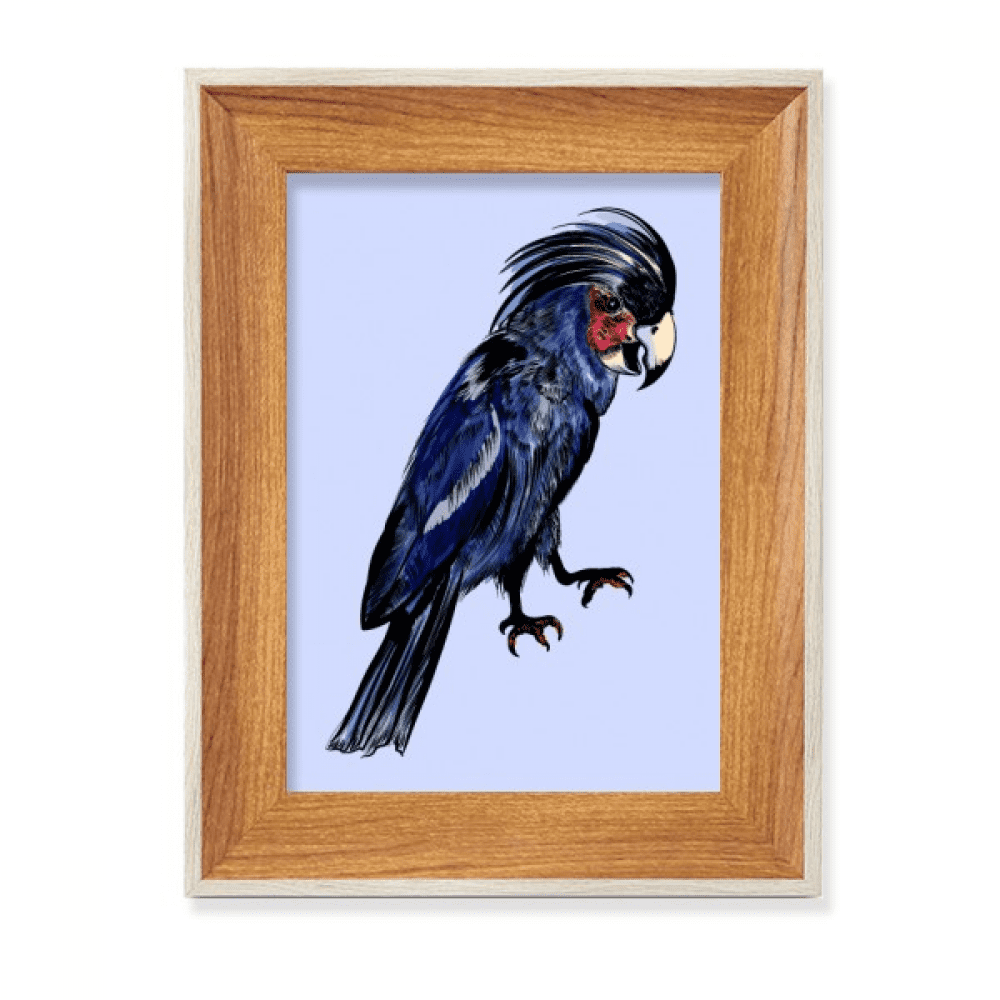 Deep Blue Parrot Bird Desktop Wooden Photo Frame Display Picture Art ...
