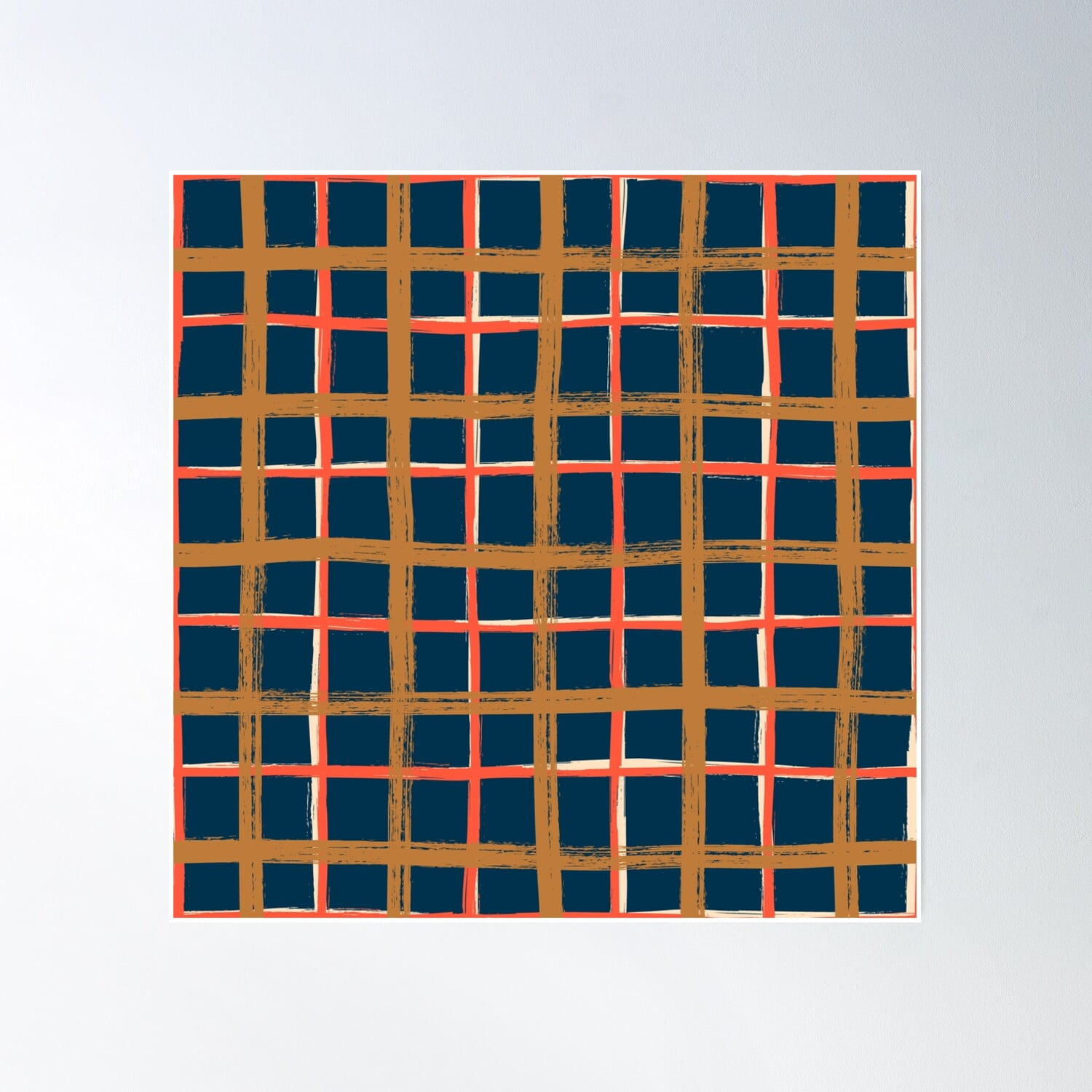 Deep Blue Plaid, Pool Tiles Pattern, Tartan Poster Wall Art, Modern ...