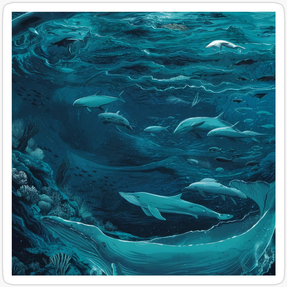 Deep Blue Poster Sticker Phone Decal Water Bottle Stickers Car Decals ...