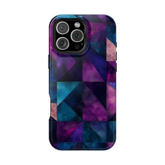Deep Blue & Purple Quilt Shapes Graphic Phone Case for iPhone 11,12,13 ...