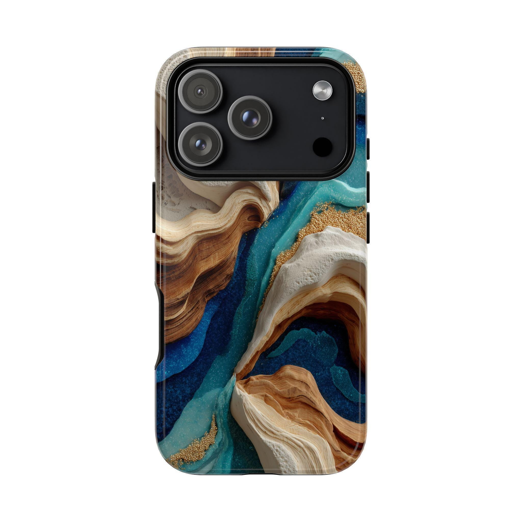 Deep Blue Resin Marble Wood Wave Coastal Texture Phone Case 17 16 15 14 13 12 11 Pro Max ...