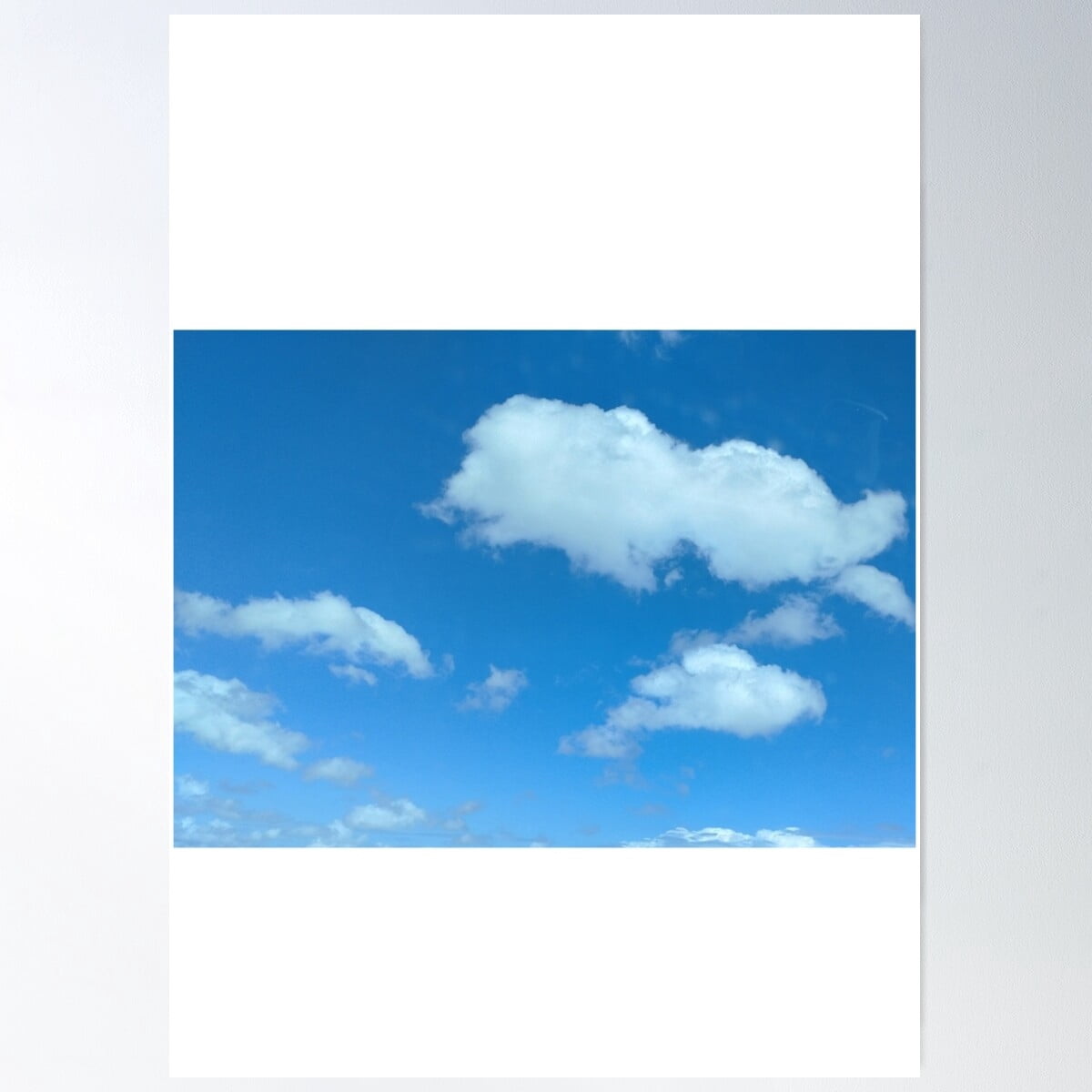 Deep Blue Sky White Cloudy Sky Poster Wall Art, Modern Wall Decor For ...