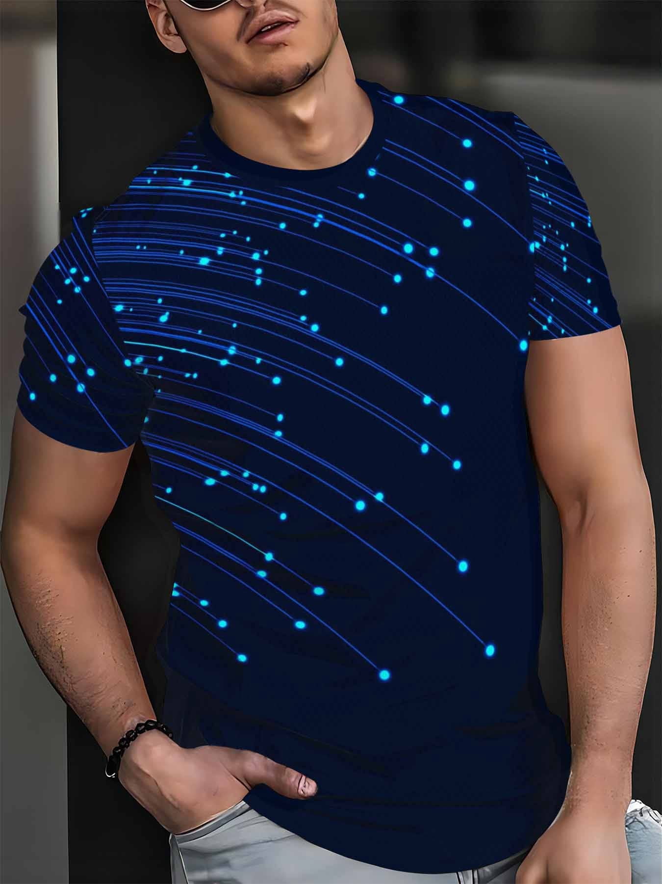 Deep Blue Starry Sky Meteor 3D Print Men's Short Sleeve T-Shirt, New ...