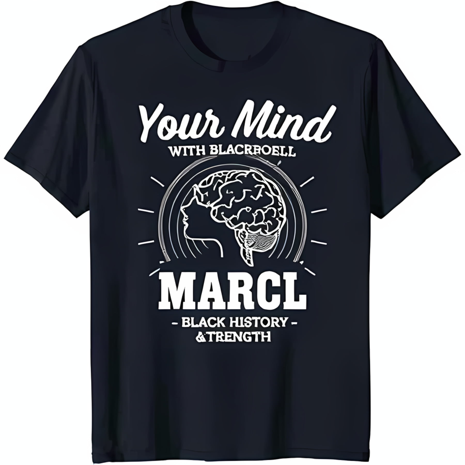 Deep Blue T-Shirt with Brain Graphic 'Your Mind' & 'Black History ...