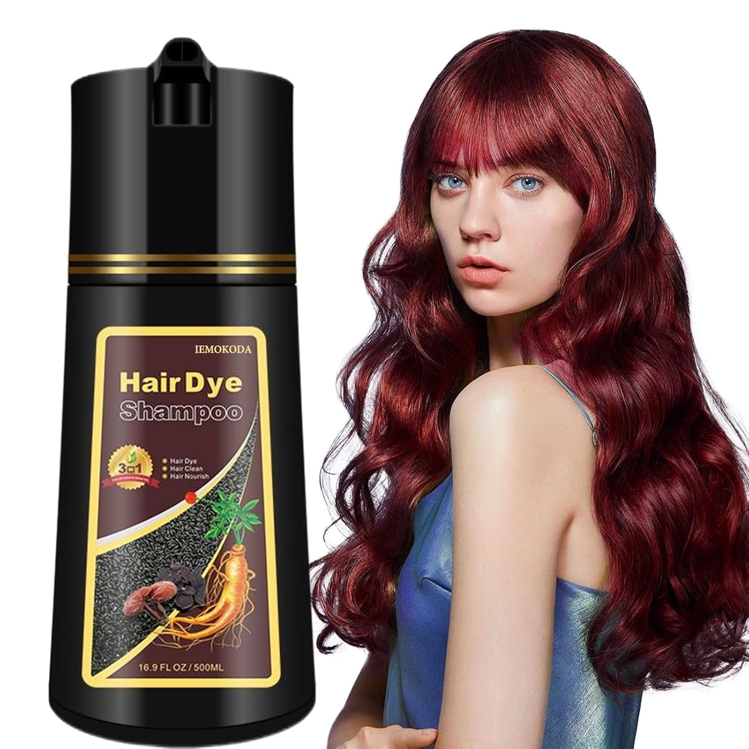 Deep Burgundy Hair Dye Shampoo Red, Instant Dye Shampoo for Gray Hair ...
