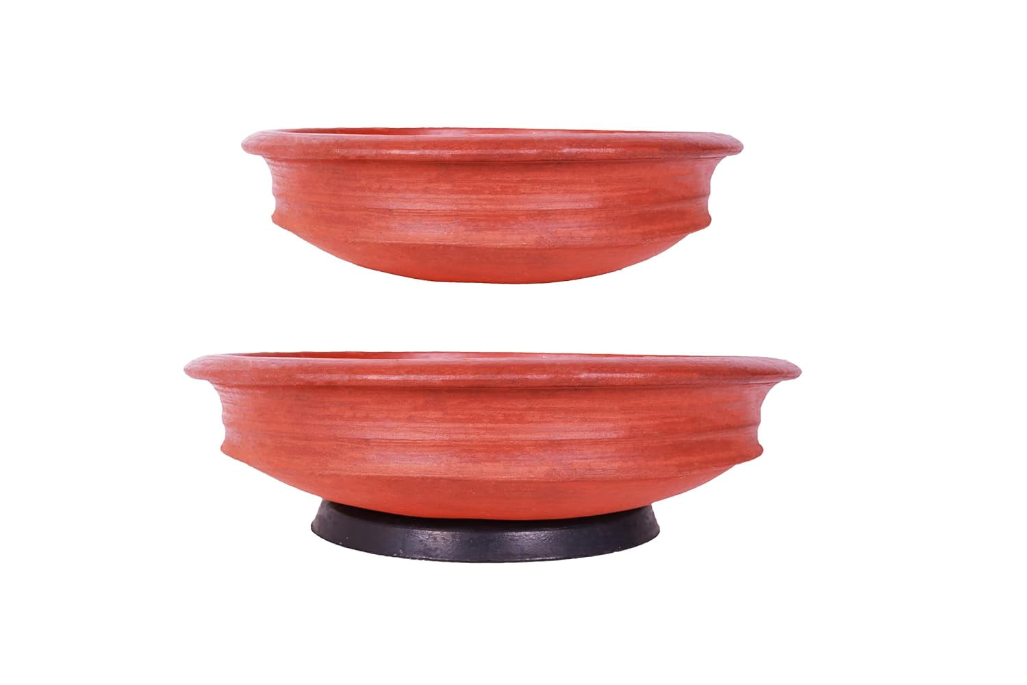 Deep Burned Terracotta Pottery Earthen Kadai Combo For Cooking - Red, 3 ...