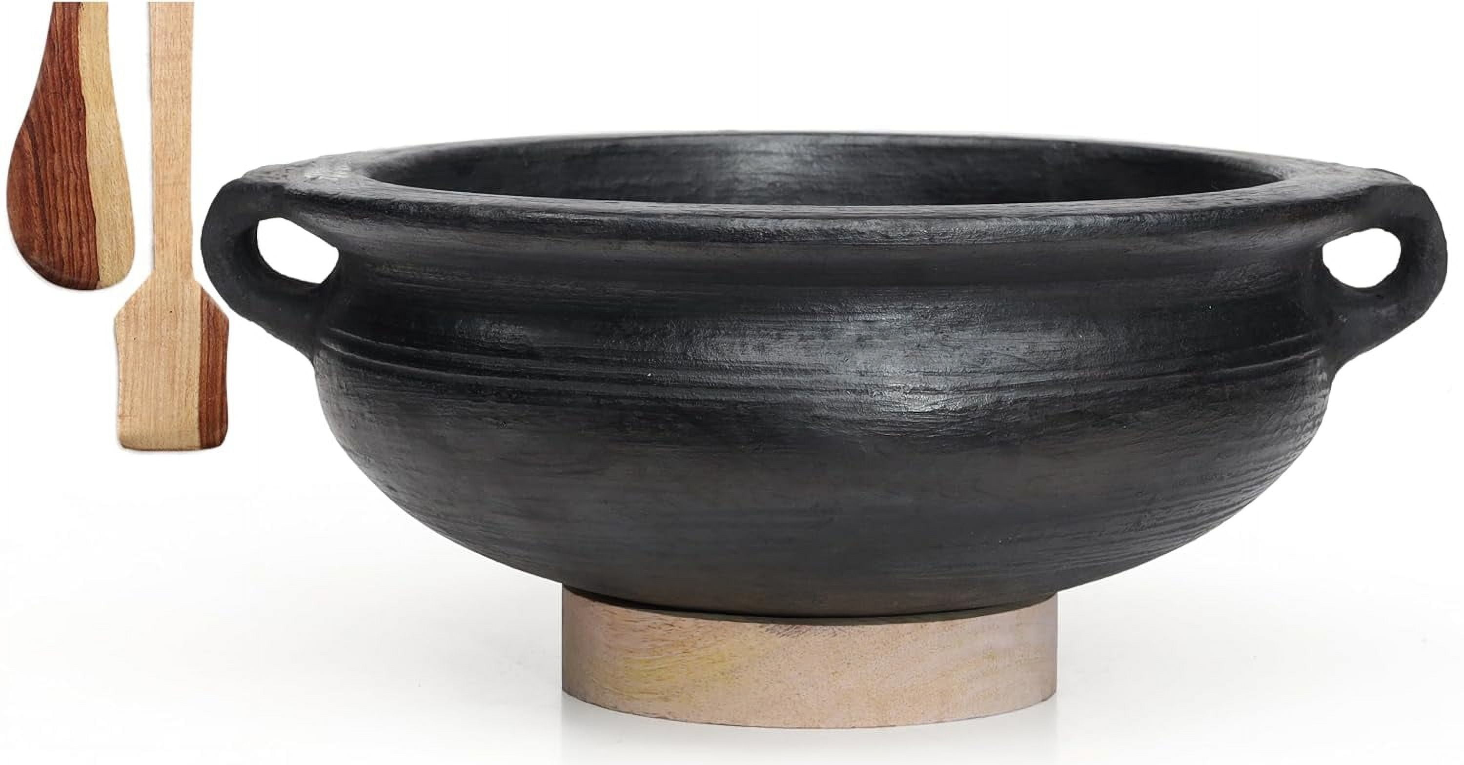 Deep Burned Uncoated Clay Pot With Handle Or Mitti Handi With 2 ...